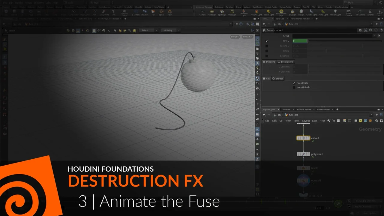 Houdini Foundations | Destruction FX 03 | Animate the Fuse