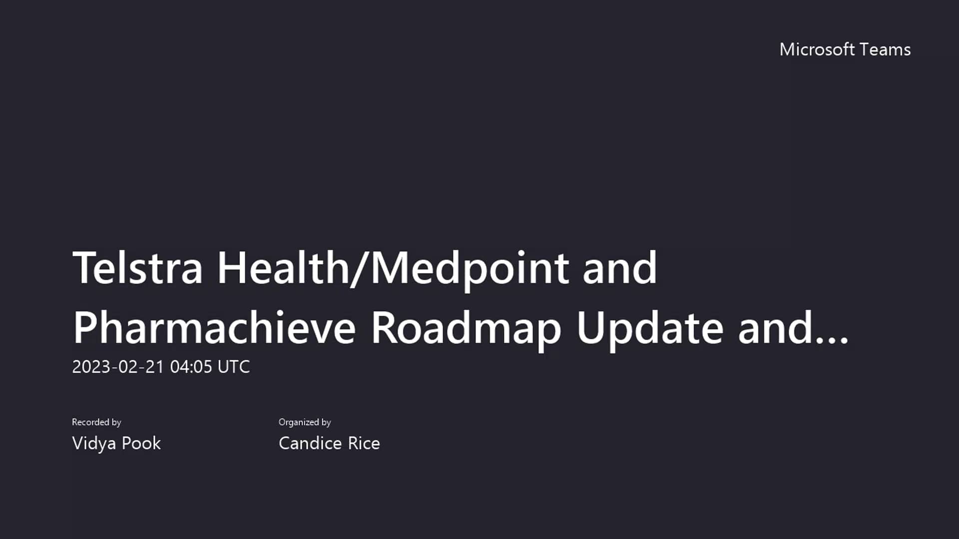 Telstra Health_Medpoint and Pharmachieve Roadmap Update and Demo ...