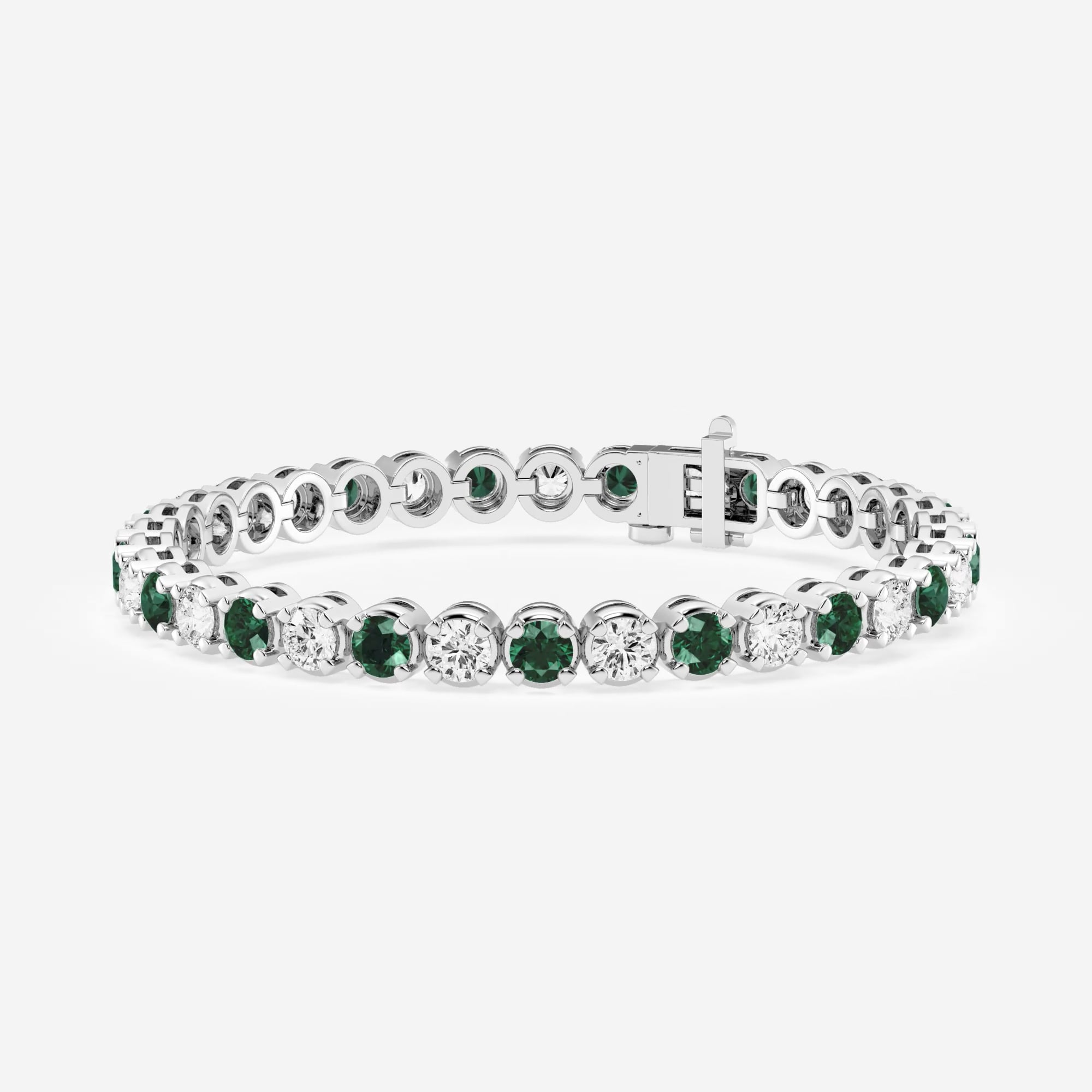 4 2 Mm Round Created Emerald And 4 3 4 Ctw Round Lab Grown Diamond Four