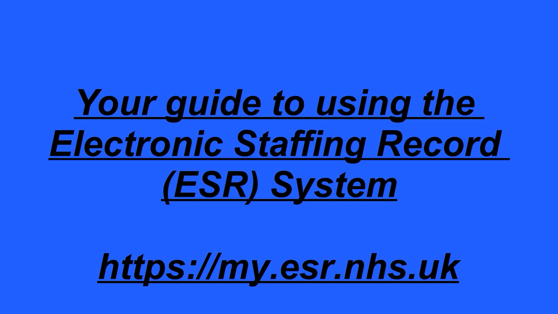 Your guide to using the Electronic Staff Record (ESR) on Vimeo