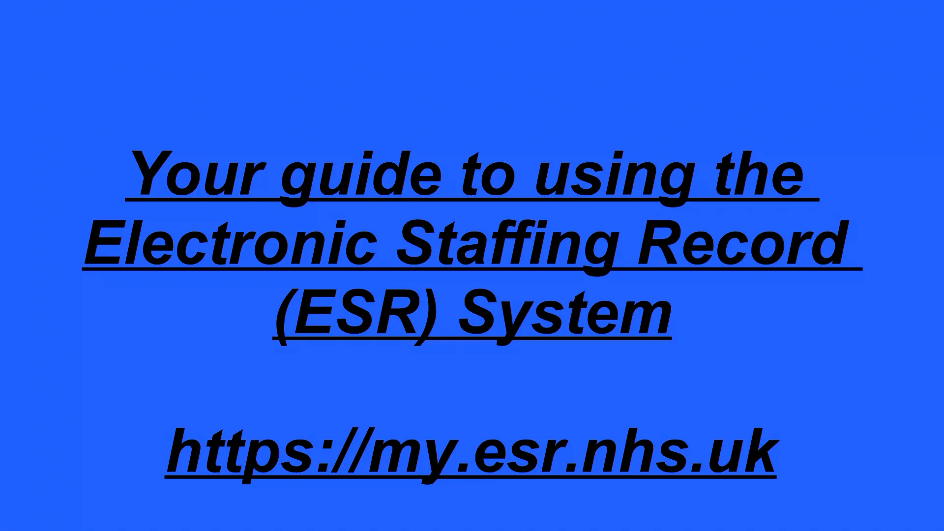 Your guide to using the Electronic Staff Record (ESR) on Vimeo