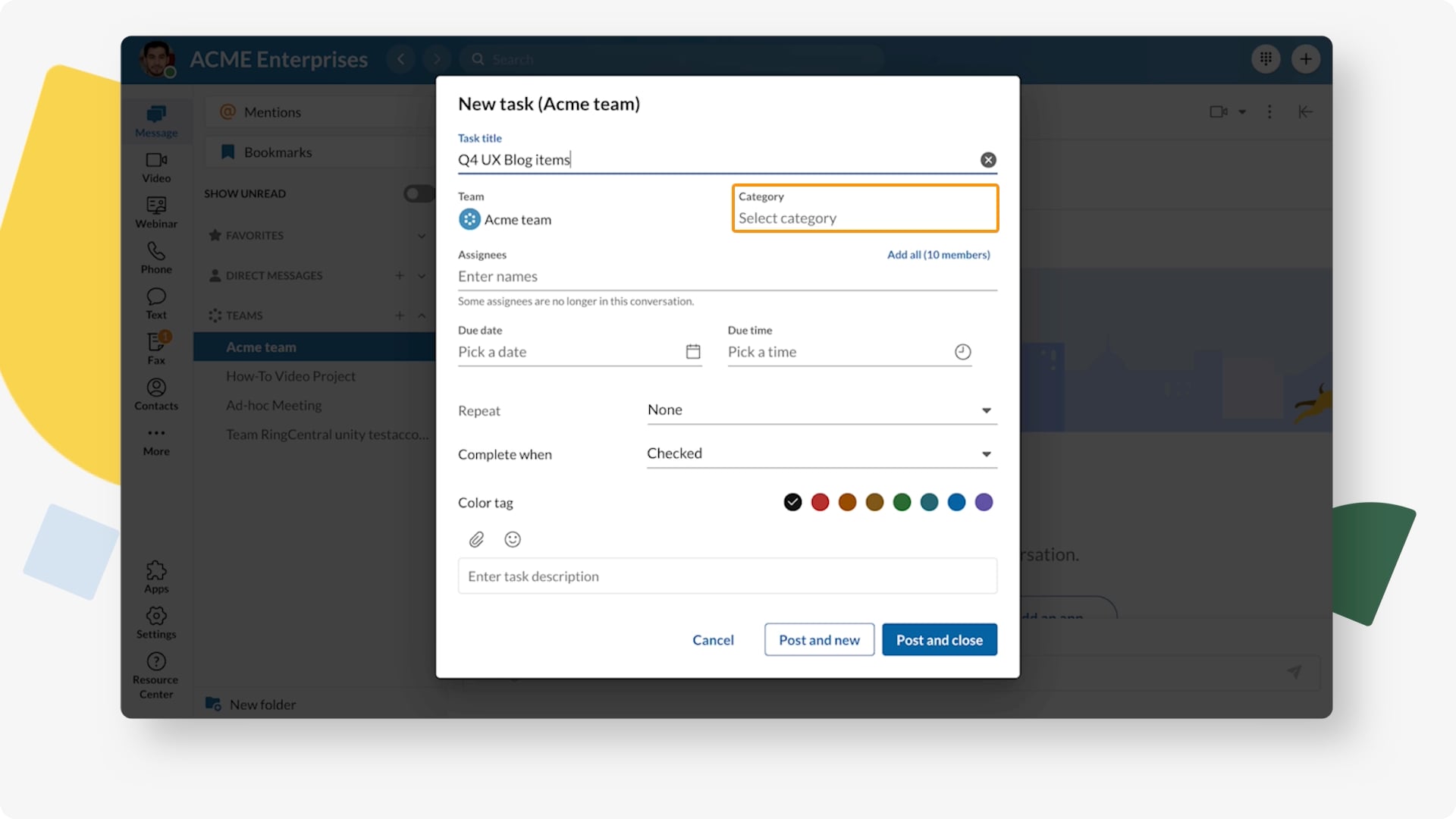 Task management in the RingCentral desktop app on Vimeo