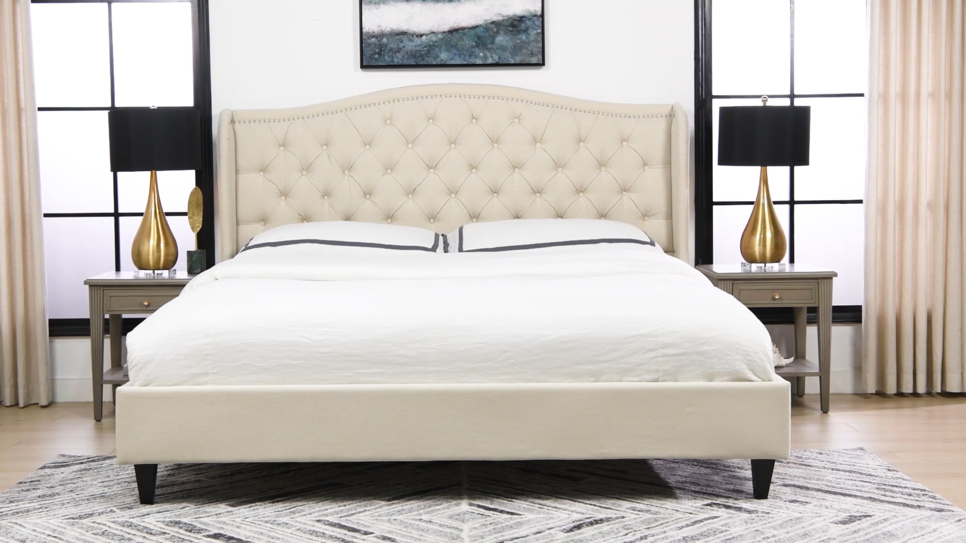 Coverley Tufted Shelter Platform Bed Set, King - Transitional - Panel ...
