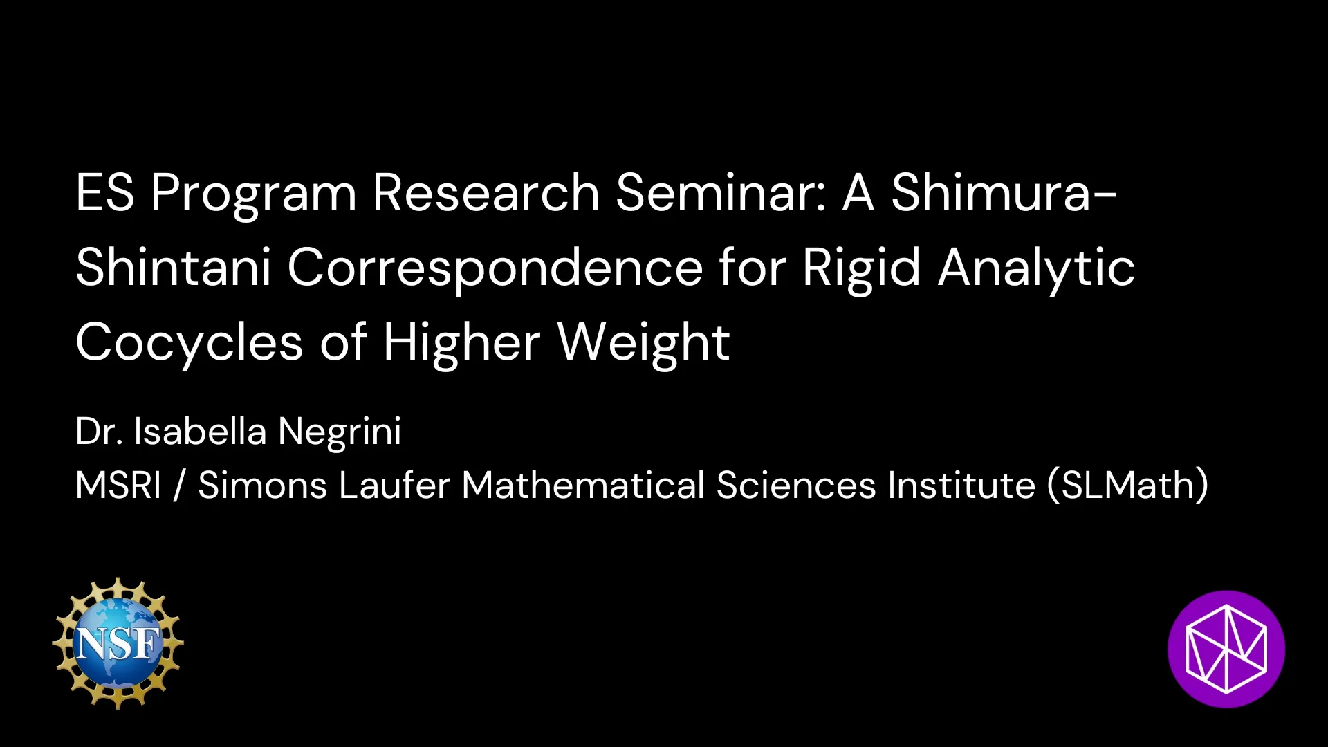 ES Program Research Seminar- A Shimura-Shintani Correspondence for ...