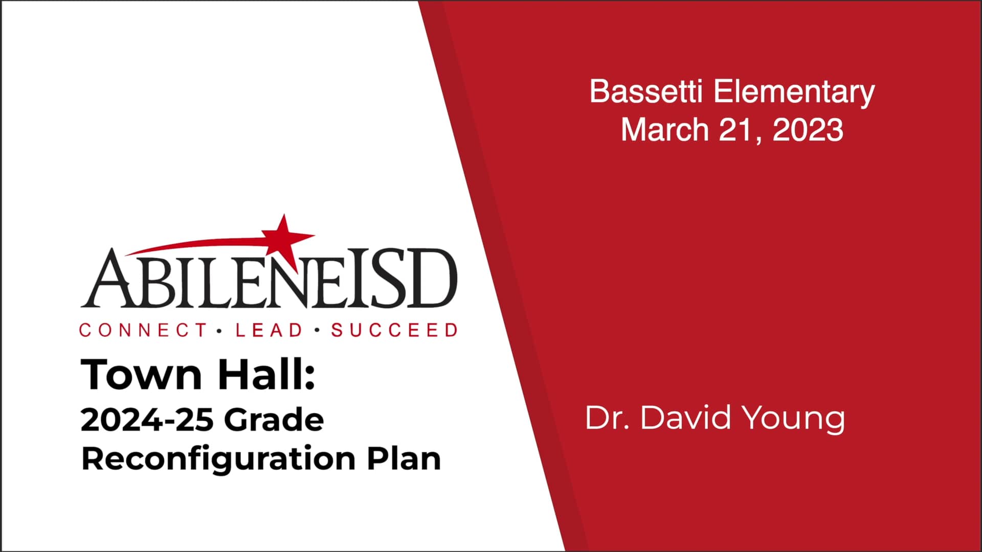 Town Hall Meeting at Bassetti Elementary (March 21, 2023) on Vimeo