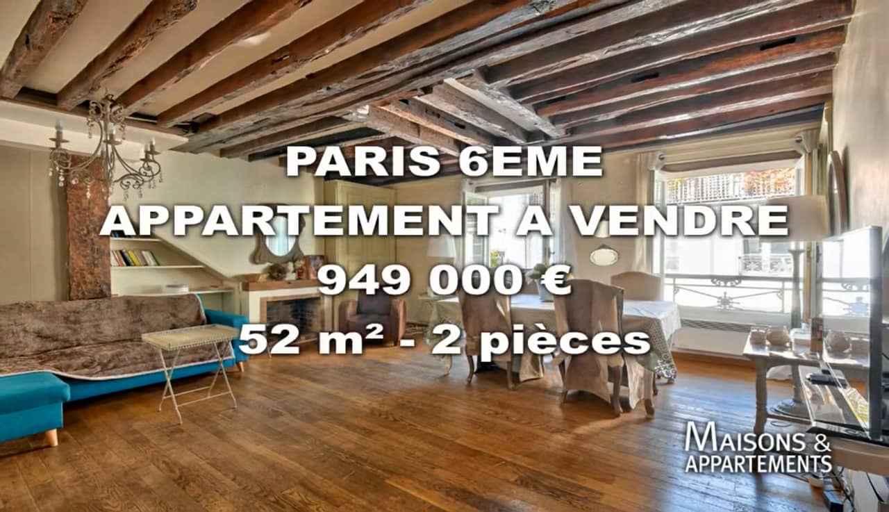 PARIS 6ÈME - APPARTEMENT A VENDRE - 949 000 € - 52 m² - 2 pièce(s) on Vimeo