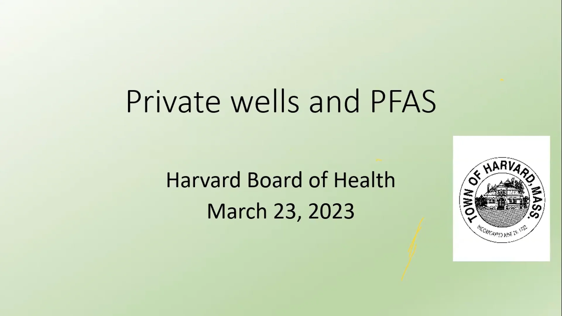 Board of Health: Private Wells and PFAS 3-23-23