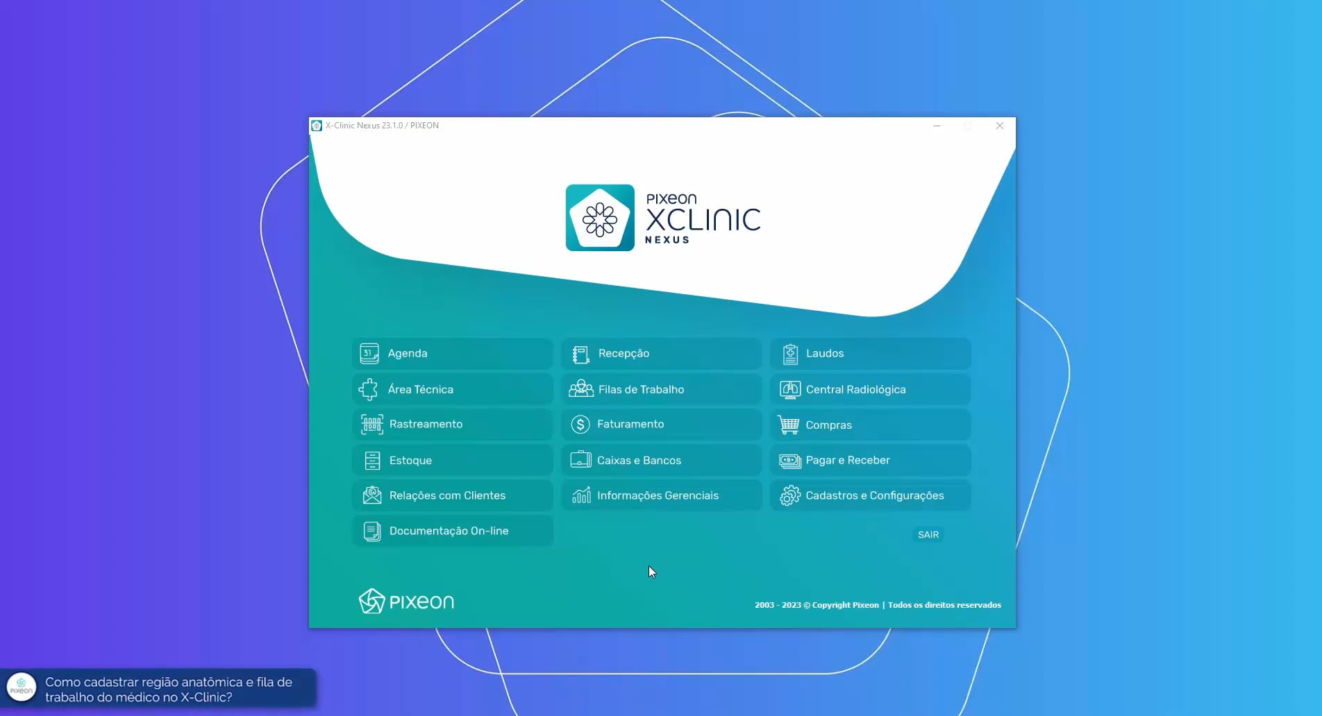 Como cadastrar região anatômica e fila de trabalho do médico no X-Clinic on Vimeo