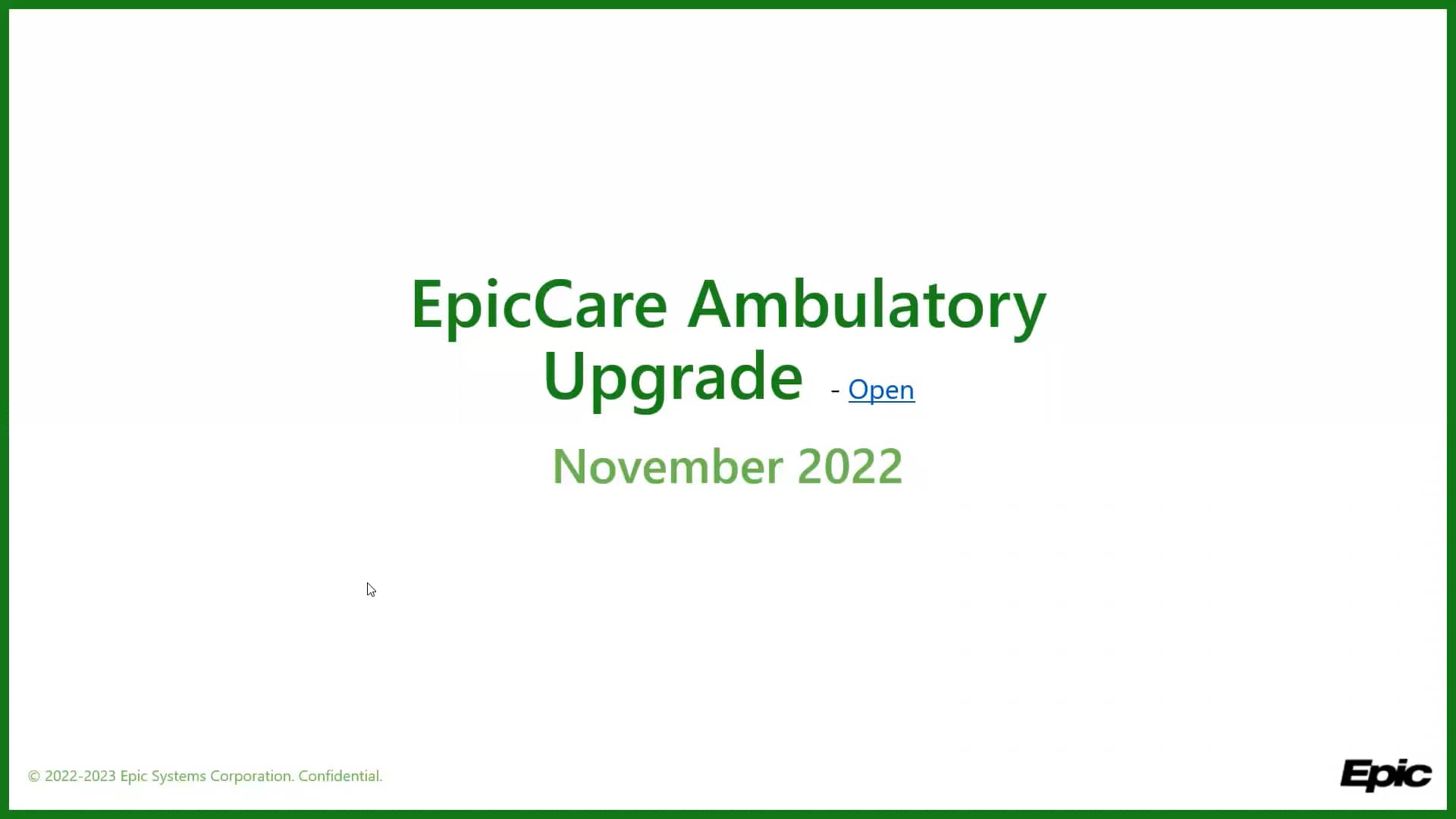 Epic Upgrade Training - Ambulatory - Nov 22 Version on Vimeo