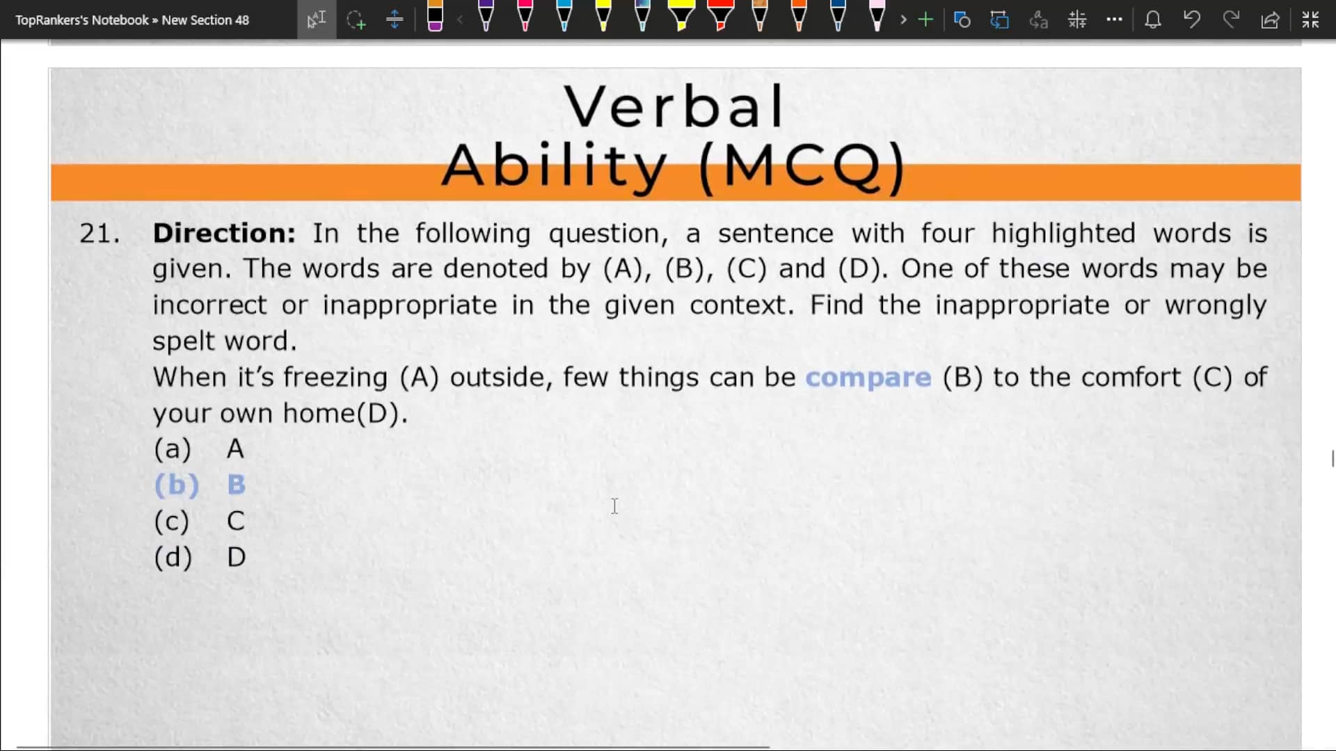 JIPMAT Mock 11 VA (MCQ) Q21 on Vimeo