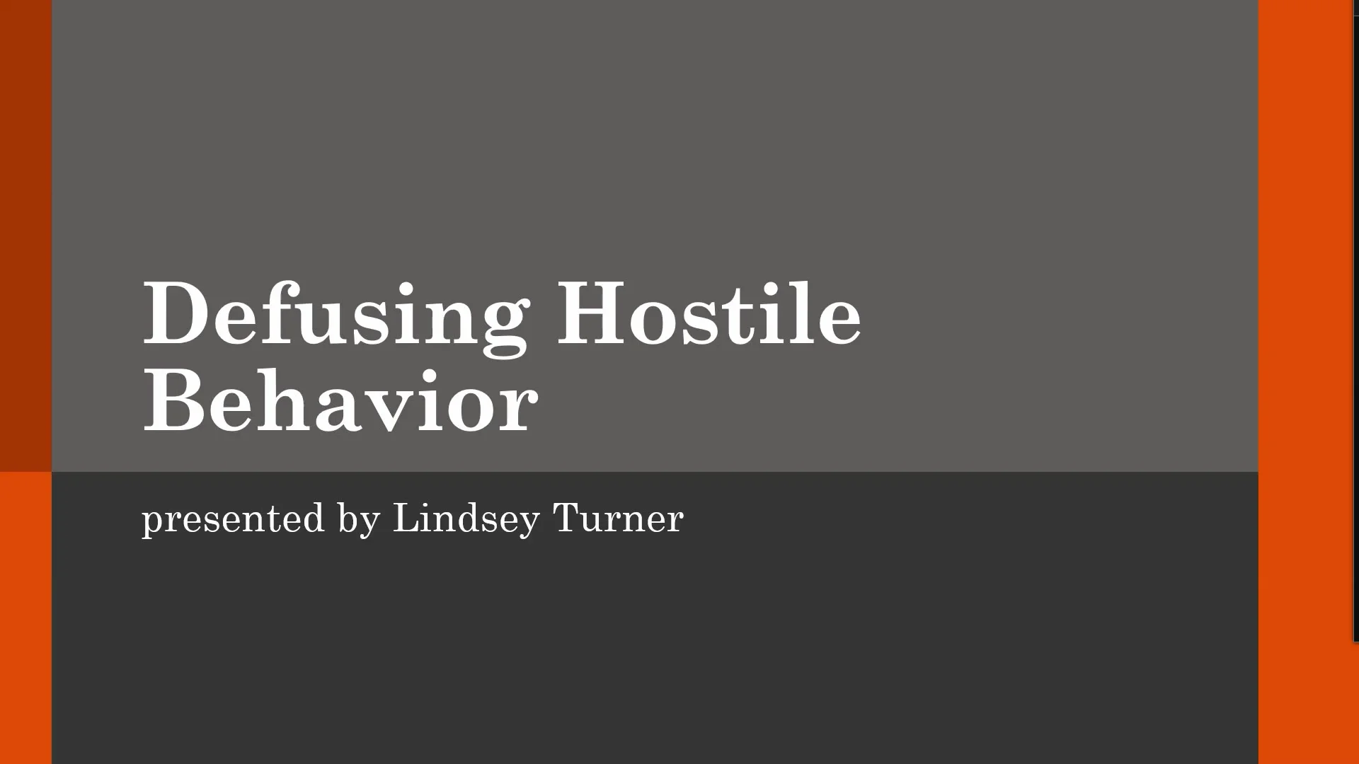 09 - September 23-24, 2020 - Webinar - Defusing Hostile Behavior on Vimeo