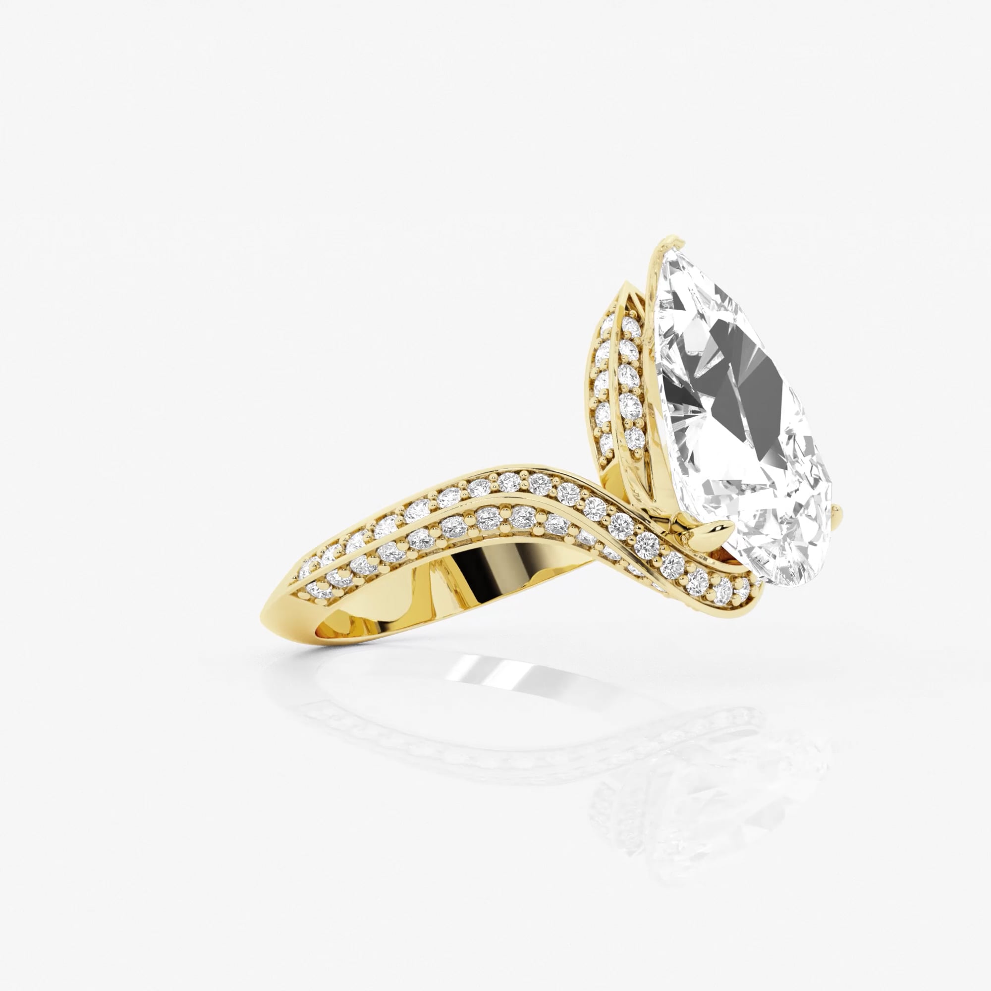 3 1/2 ctw Pear Lab Grown Diamond Twisted Bypass Side Stone Engagement ...