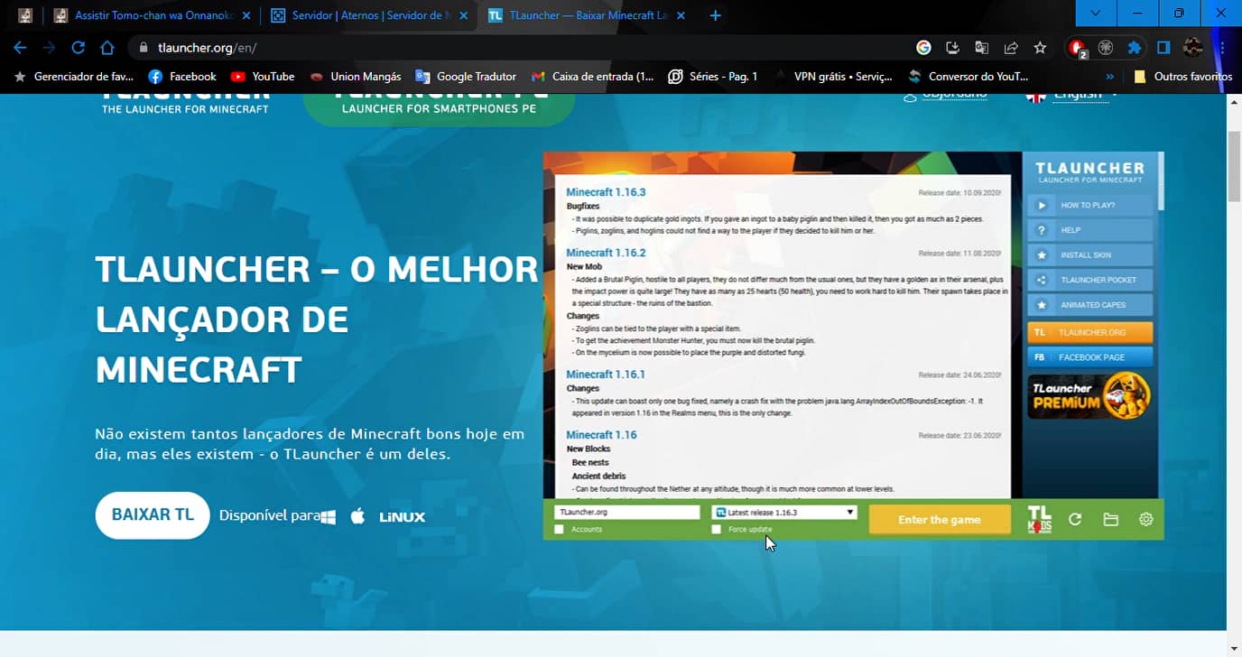 TLauncher — Baixar Minecraft Launcher - Google Chrome 2023-04-05 17-44 ...