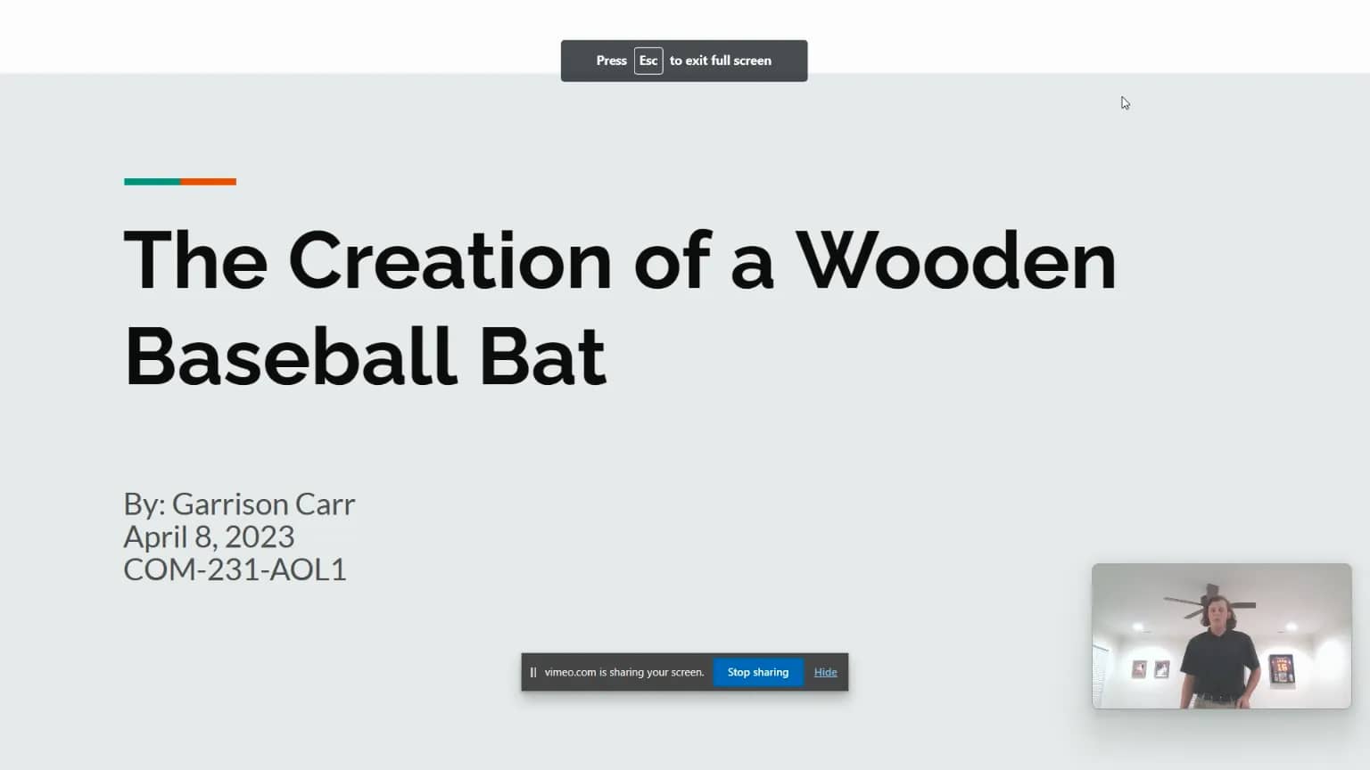 Informative Speech - Garrison Carr on Vimeo