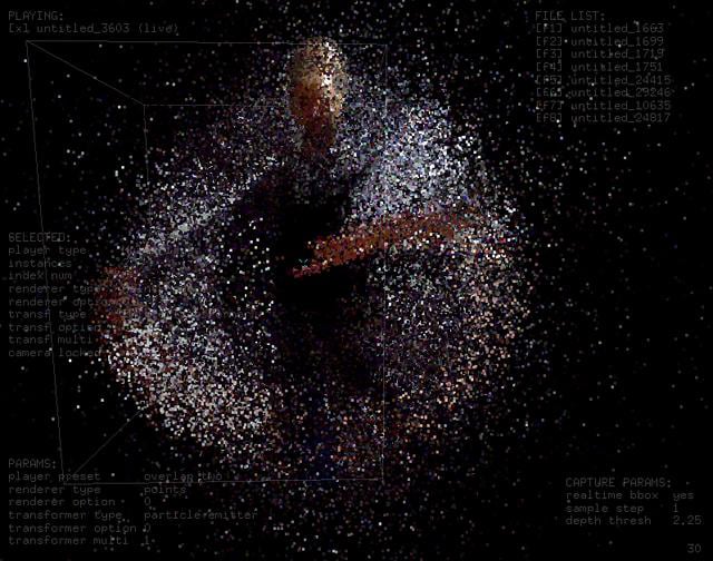 Kinect Point Cloud Visualizer (Particle Emitter) on Vimeo