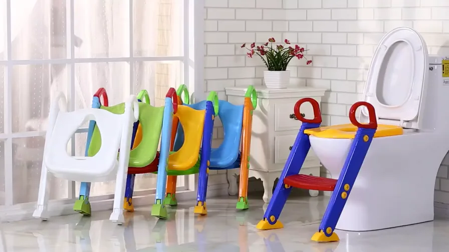 Plastic Colorful Foldable Baby Potty With Step Ladder on Vimeo