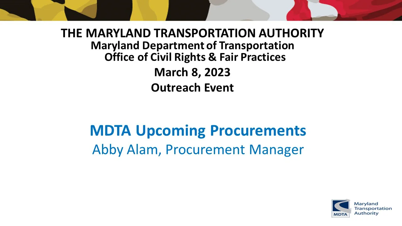 MDTA Upcoming Procurements on Vimeo