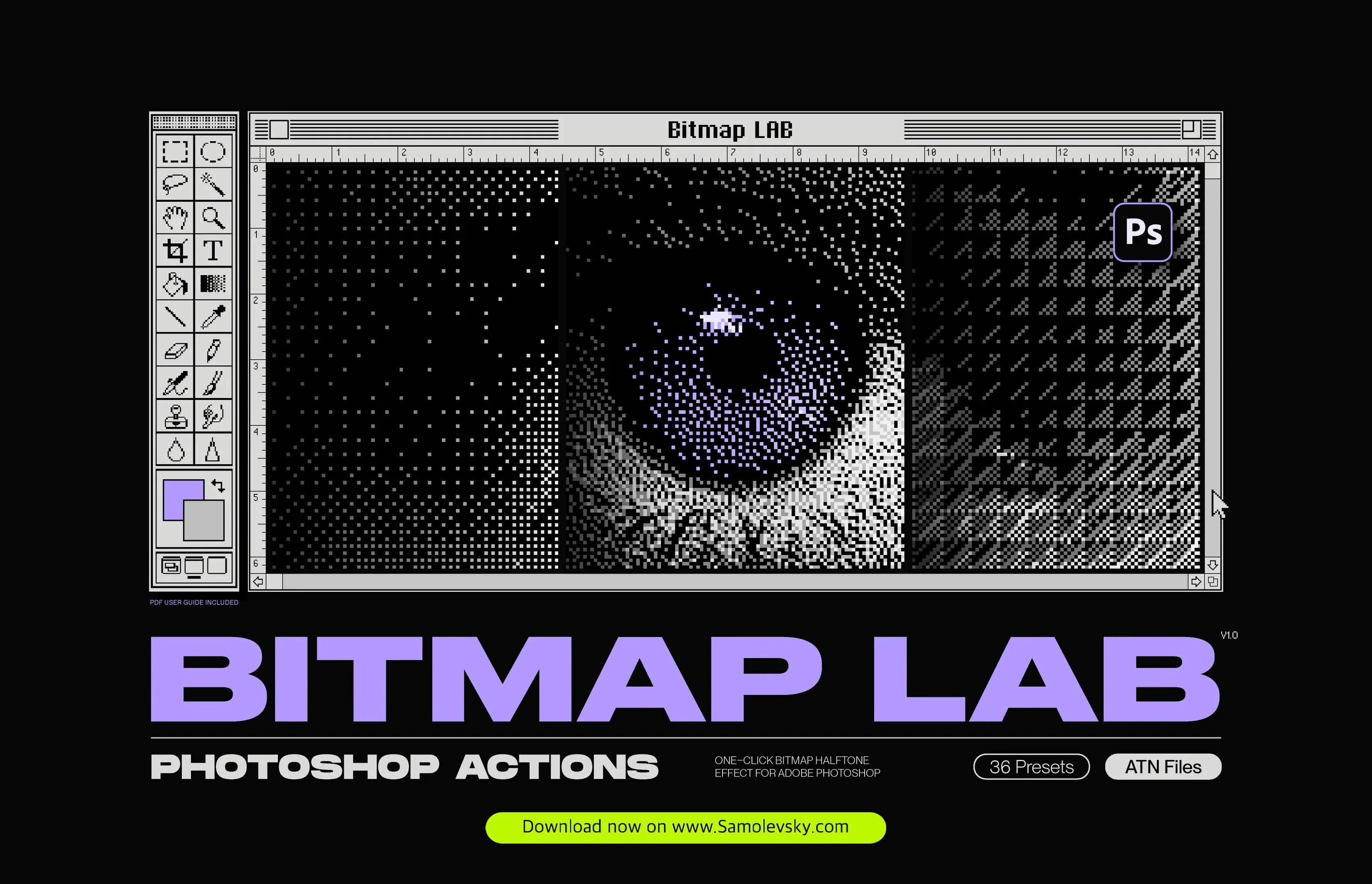 Bitmap LAB – pixel halftone effect actions for Photoshop