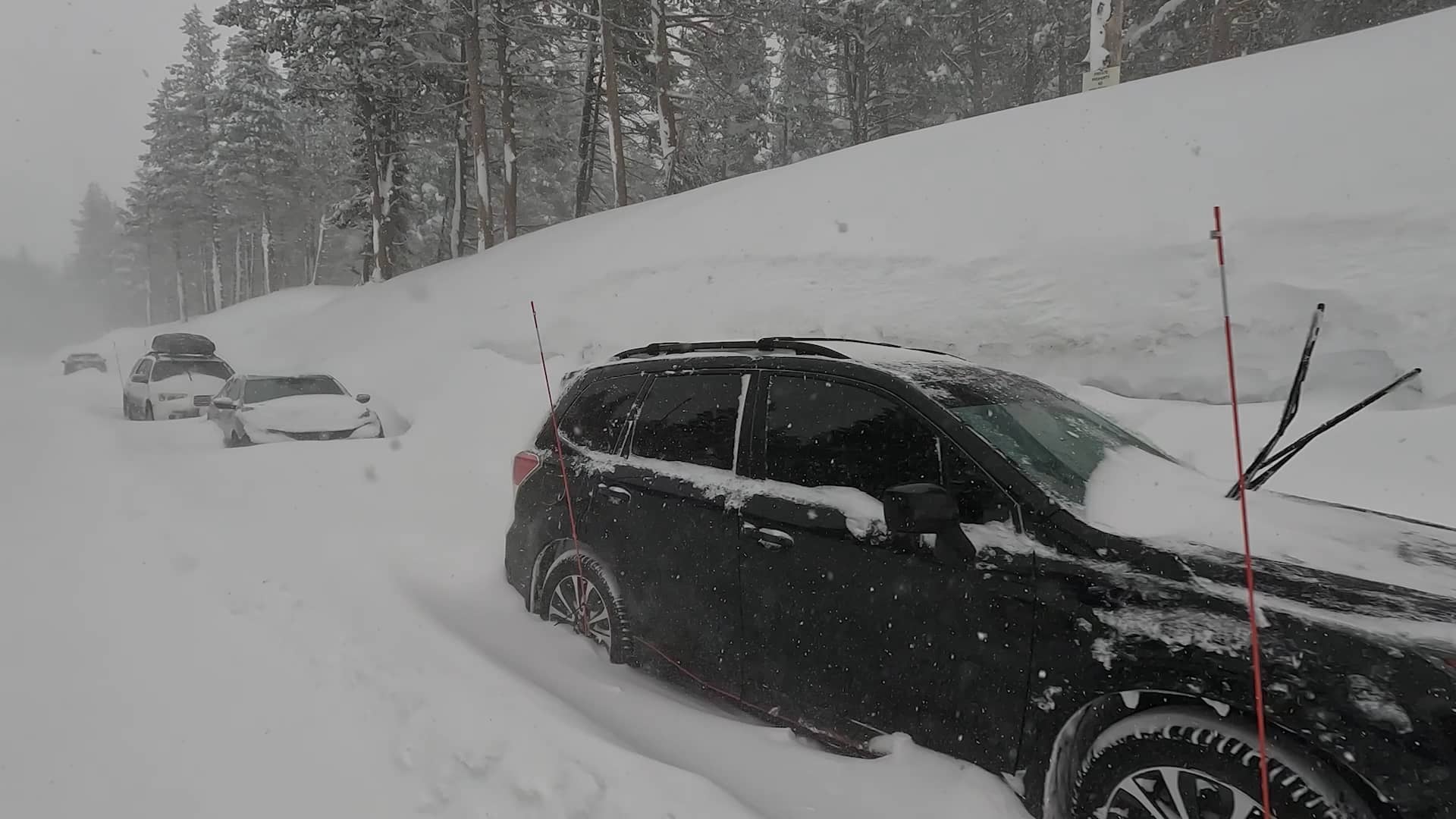 2-28-23 Truckee to Donner Summit, CA-Cars stranded, white out blizzard ...