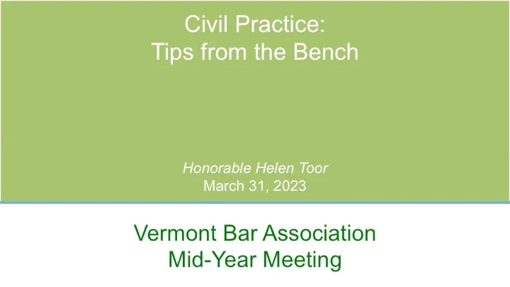 Vermont Bar Association - VBA-2313 Helen Toor on Vimeo