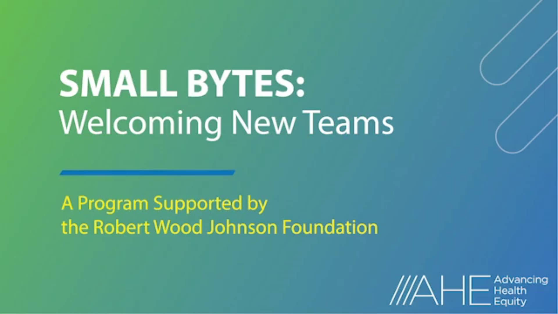 Small Bytes: Welcoming New Teams on Vimeo