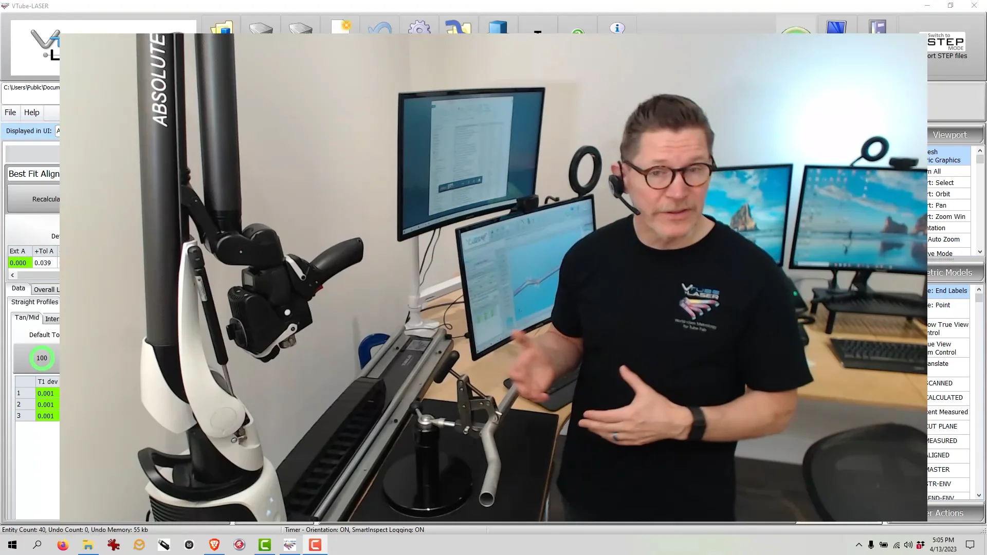 Compare measuring in VTube-LASER with a ball probe and a laser scanner ...