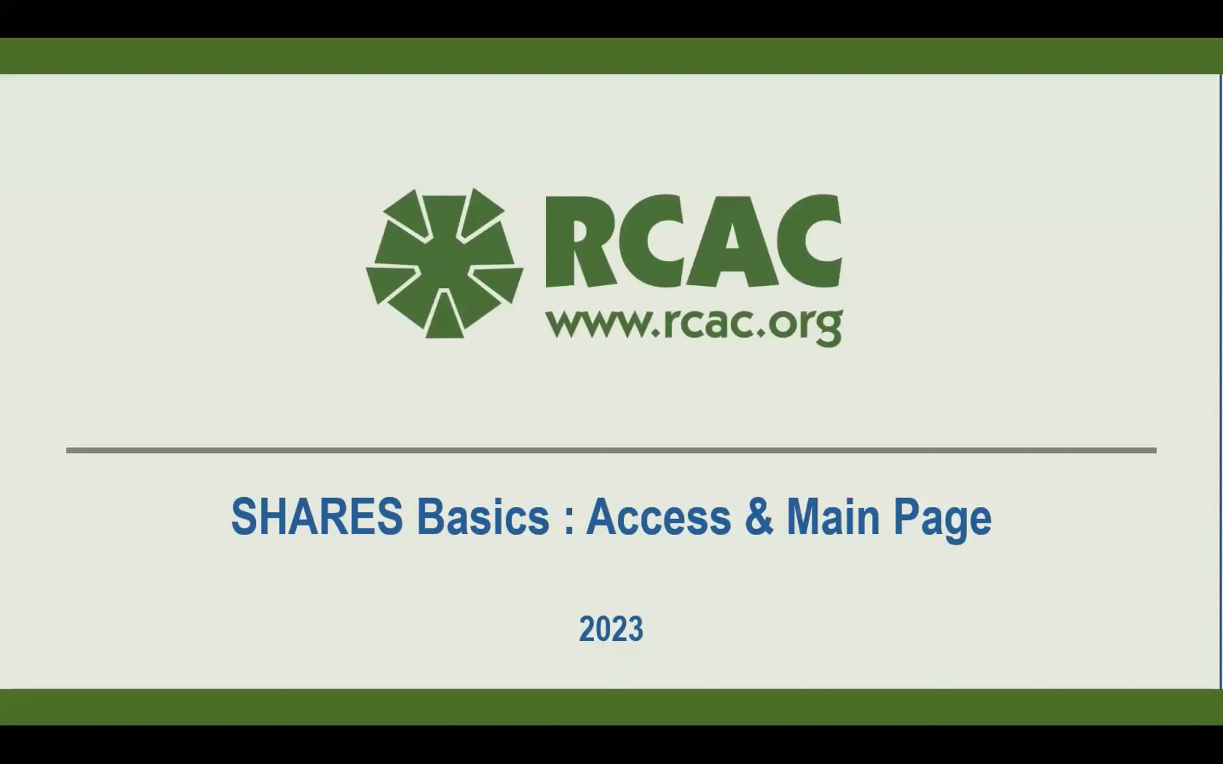 SHARES Basics - Access and Main Page - Recording