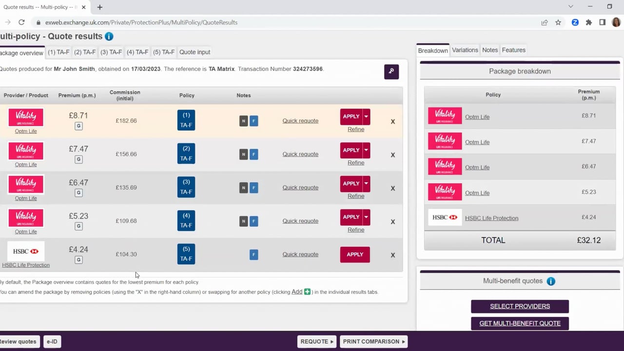 Getting a Quote Matrix Using the Multi-Policy Service - Iress Community