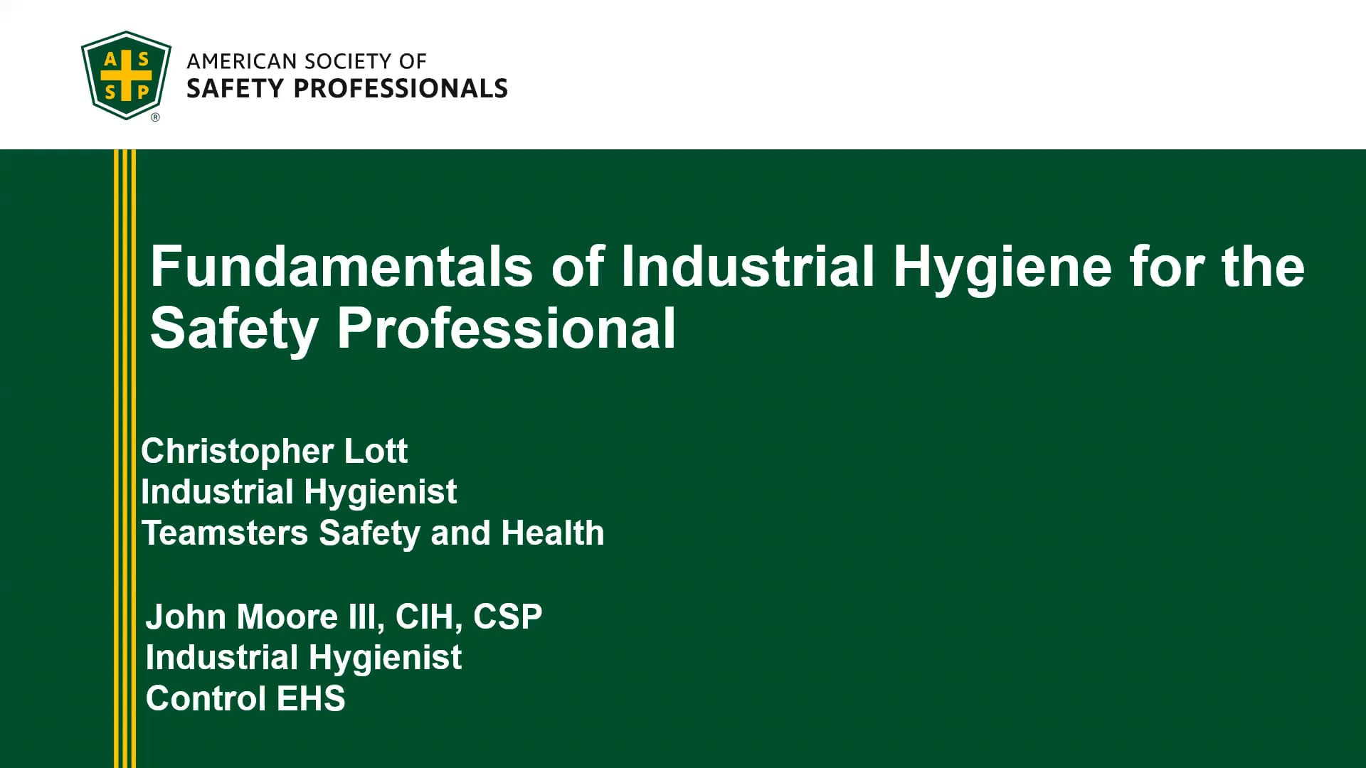 Fundamentals of Industrial Hygiene for the Safety Professional on Vimeo