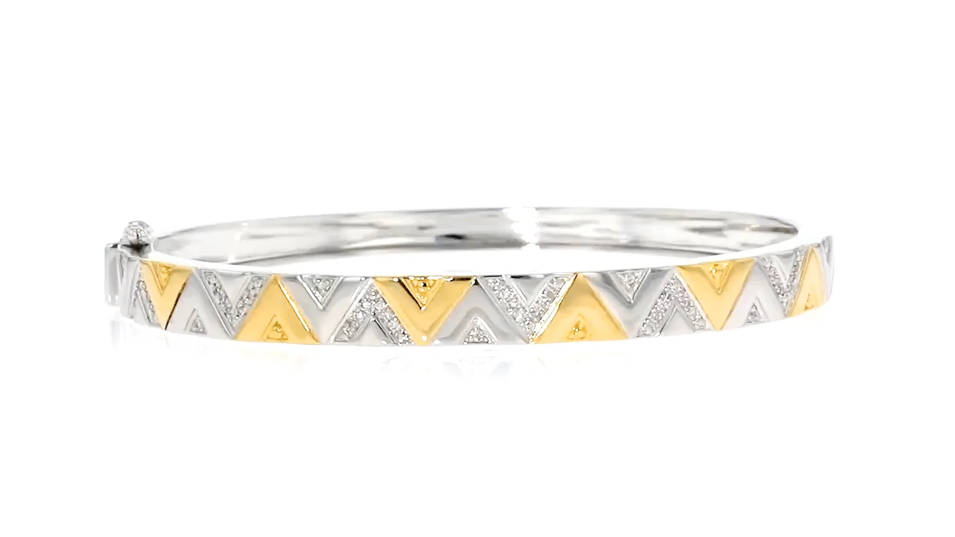 10 ct. t.w. Diamond Chevron Bangle Bracelet in Two-Tone Sterling Silver ...