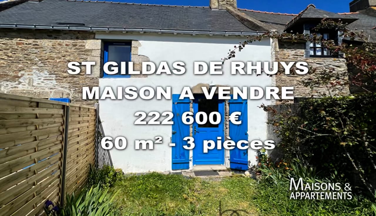 SAINT-GILDAS-DE-RHUYS - MAISON A VENDRE - 222 600 € - 60 m² - 3 pièce(s ...
