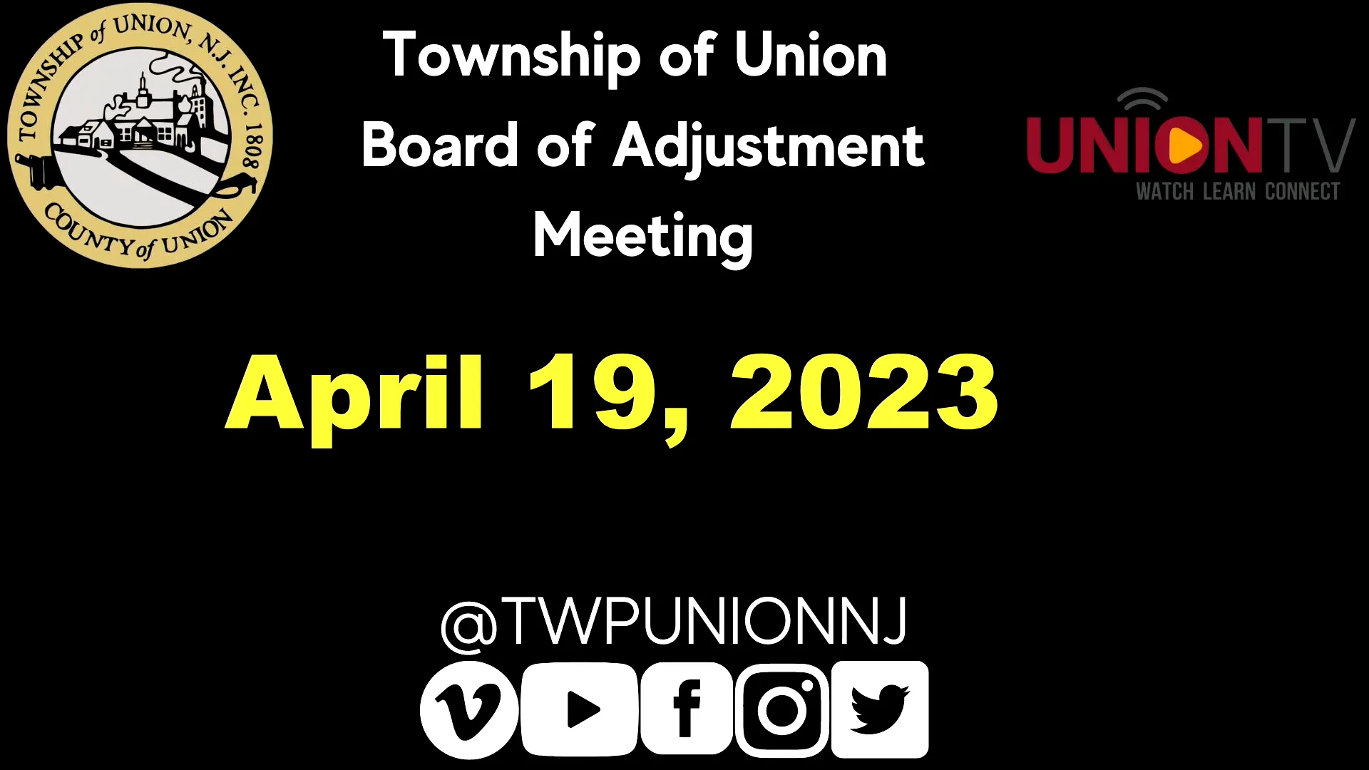 Township of Union Board of Adjustment Meeting April 19, 2023 on Vimeo