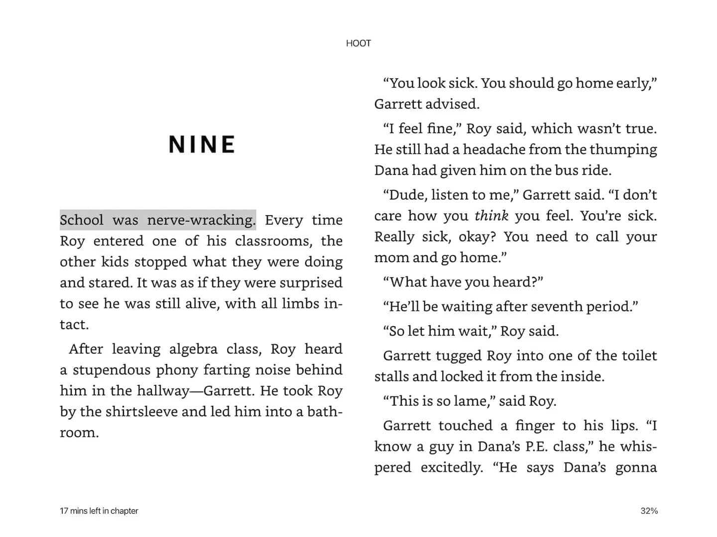 Hoot Chapter 9 Read Aloud on Vimeo