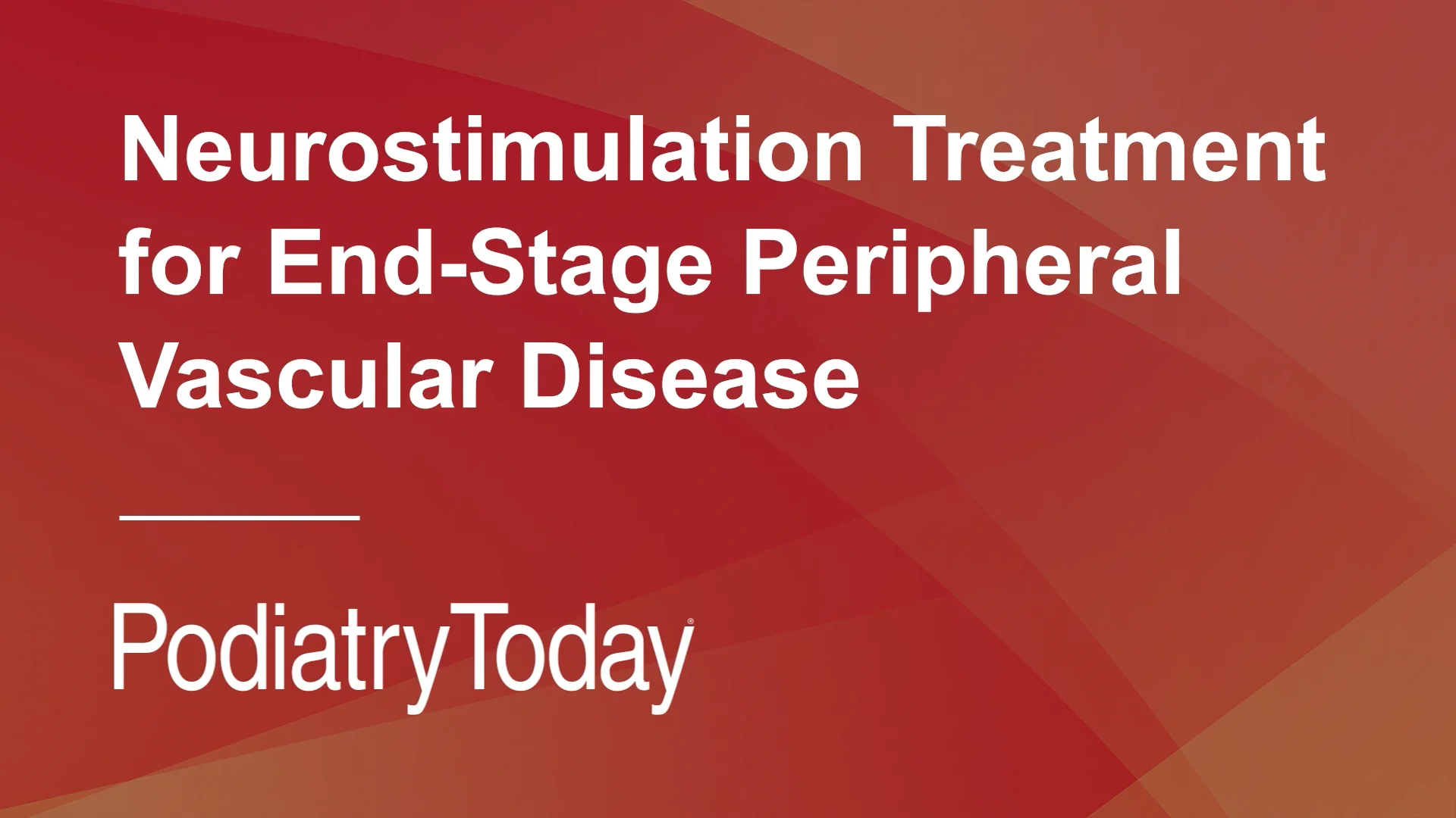 Neurostimulation Treatment for End-Stage Peripheral Vascular Disease on ...