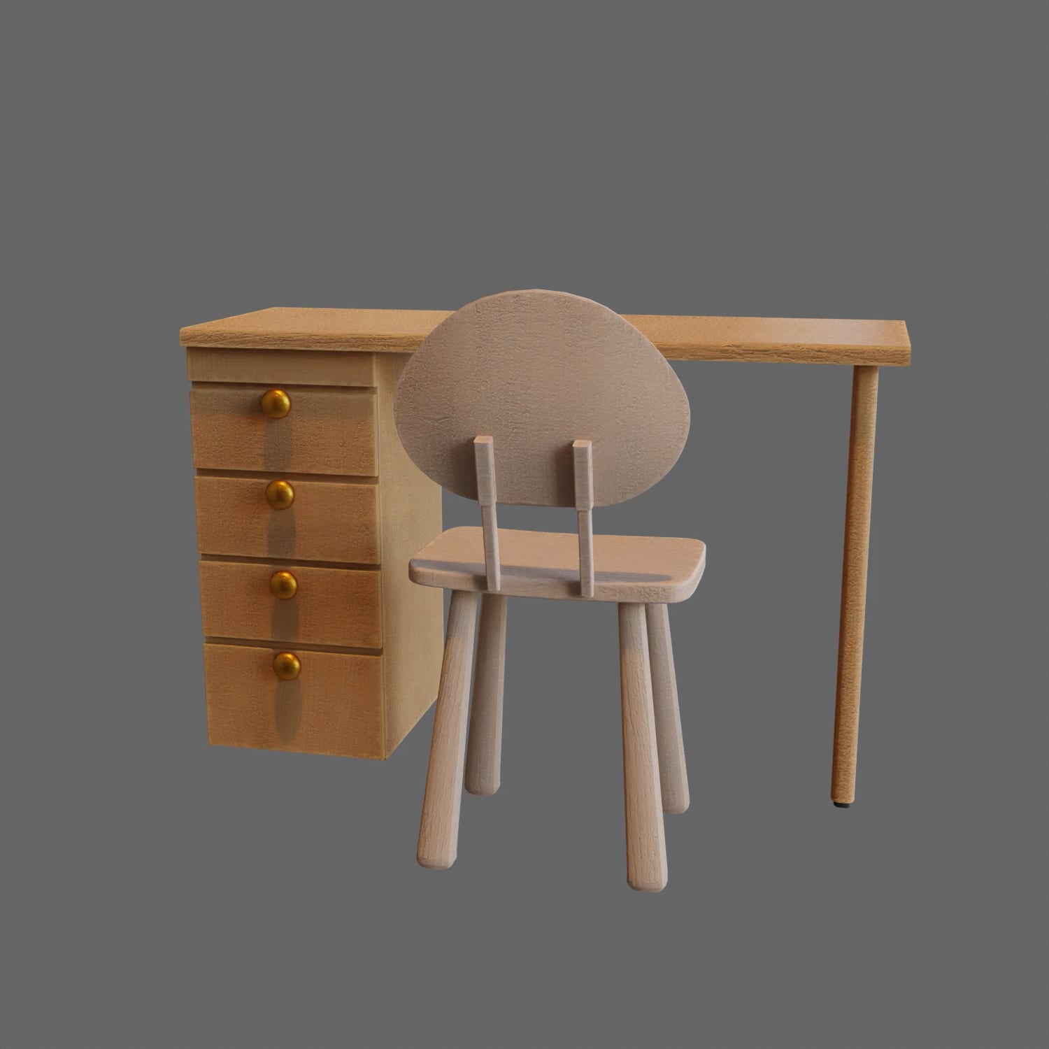 Cartoon Wooden Desk 3D Model on Vimeo