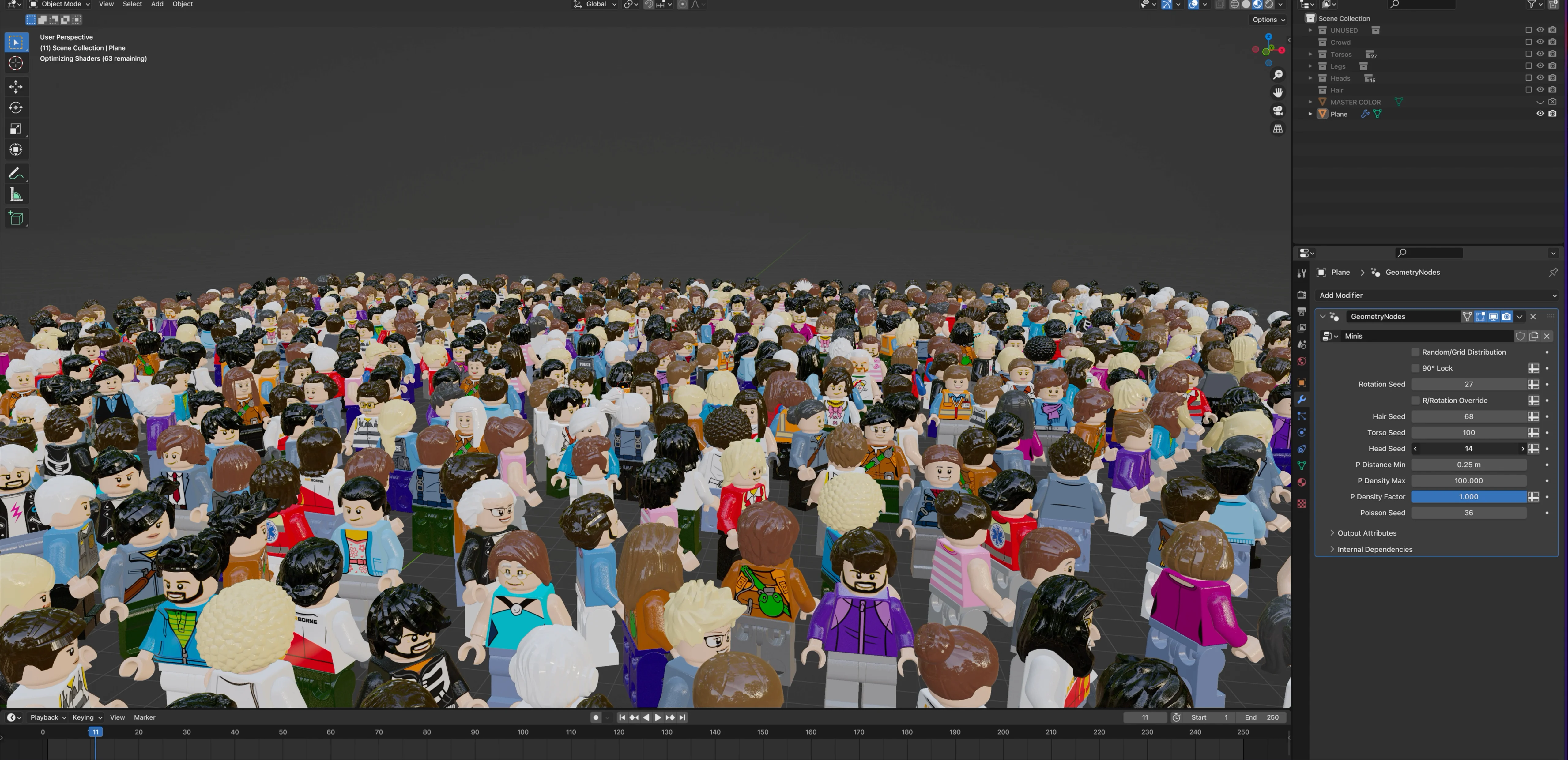 Blender LEGO Mecabricks Crowd Generator (Geometry Nodes)