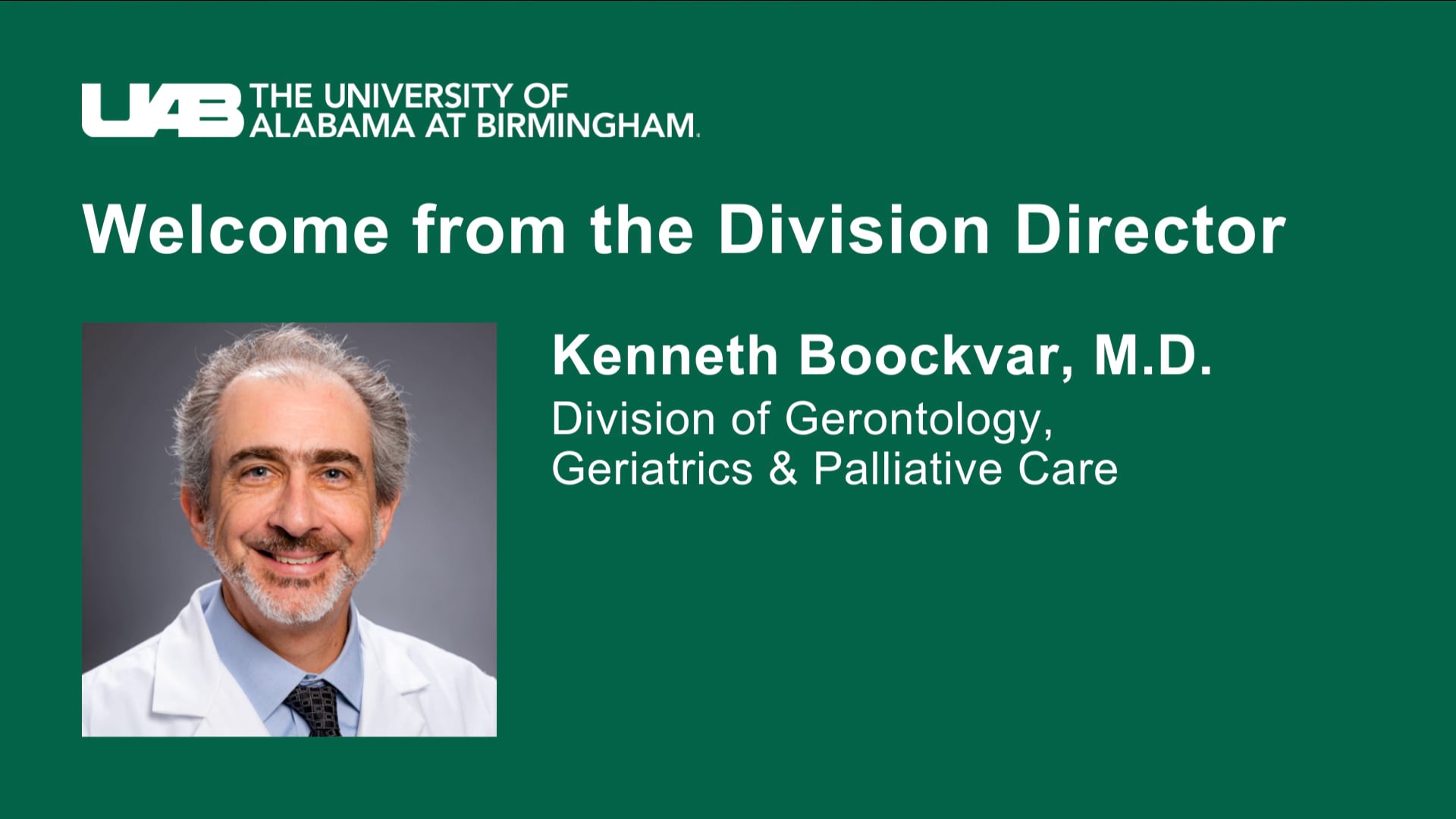 Welcome from the Division Director, Kenneth Boockvar, M.D. on Vimeo