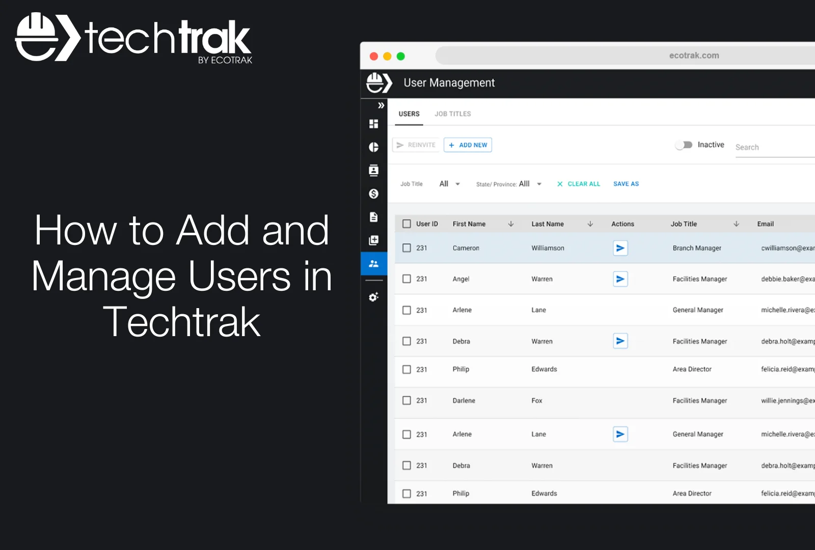 How to Add and Manage Users in Techtrak on Vimeo