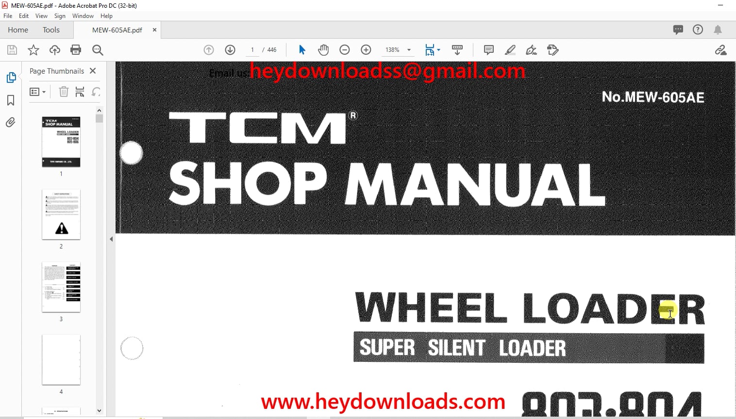 TCM 803 804 805 806 Wheel Loader Shop Manual MEW-605AE - PDF DOWNLOAD ...