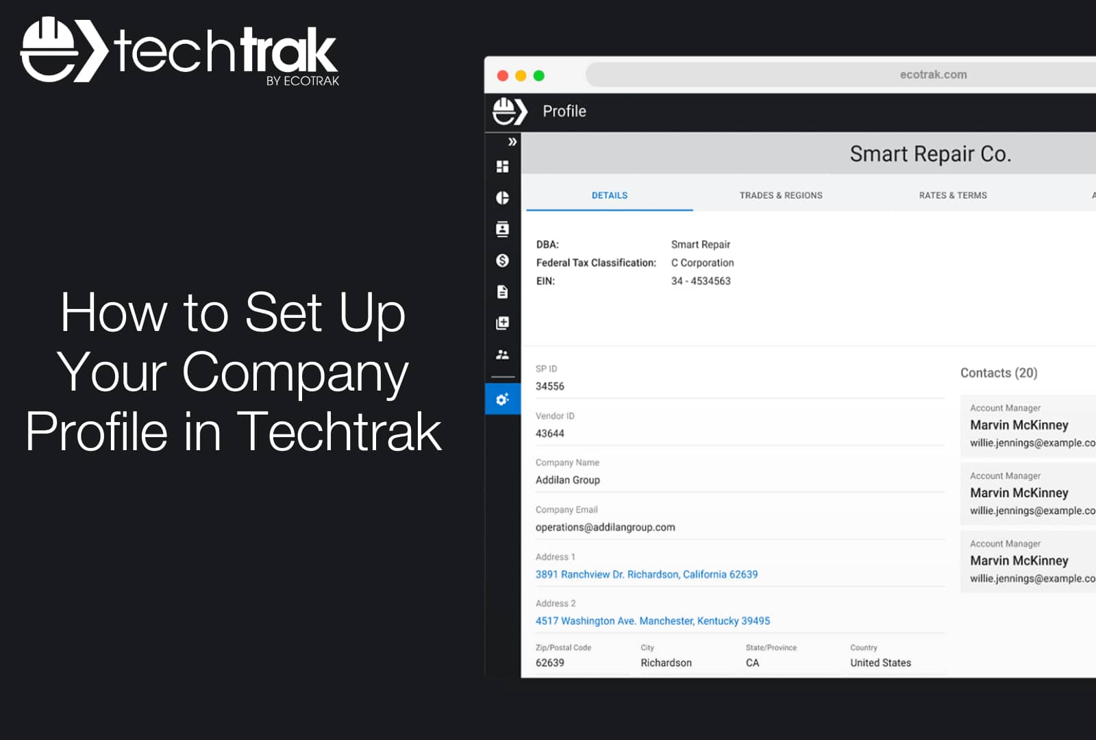 How to Set up Your Company Profile in Techtrak on Vimeo