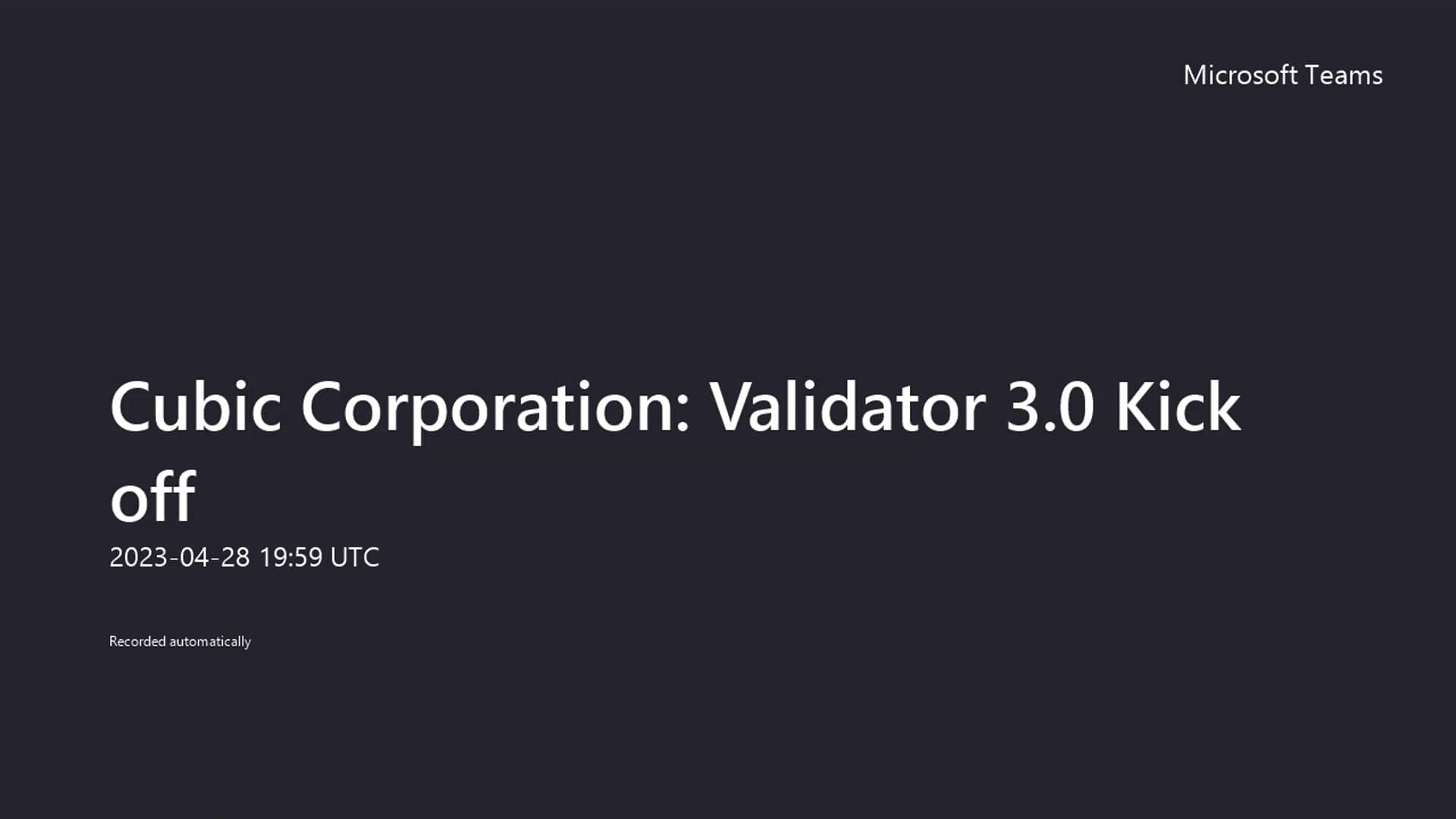 Cubic Corporation Validator 30 Kickoff on Vimeo