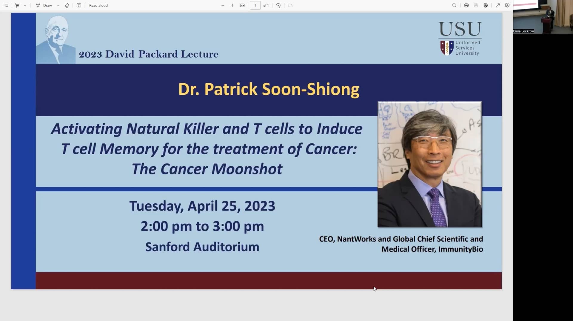 2023 David Packard Award lecture at the Uniformed Services University ...