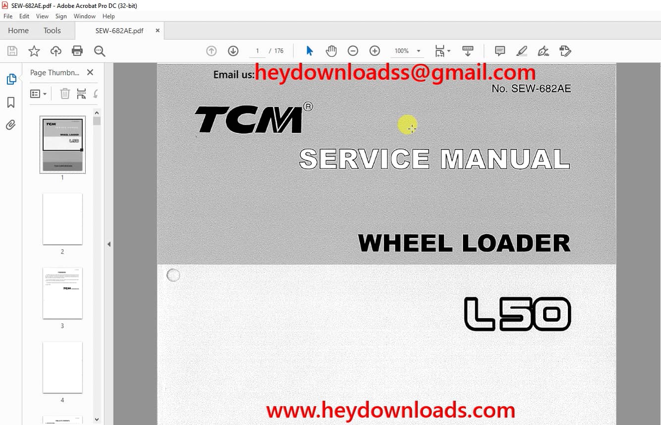 TCM L50 Wheel Loader Service Manual SEW-682AE - PDF DOWNLOAD on Vimeo