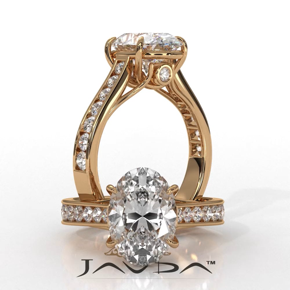 Bezel Channel Setting Oval Diamond Engagement Ring 14K Yellow Gold on Vimeo