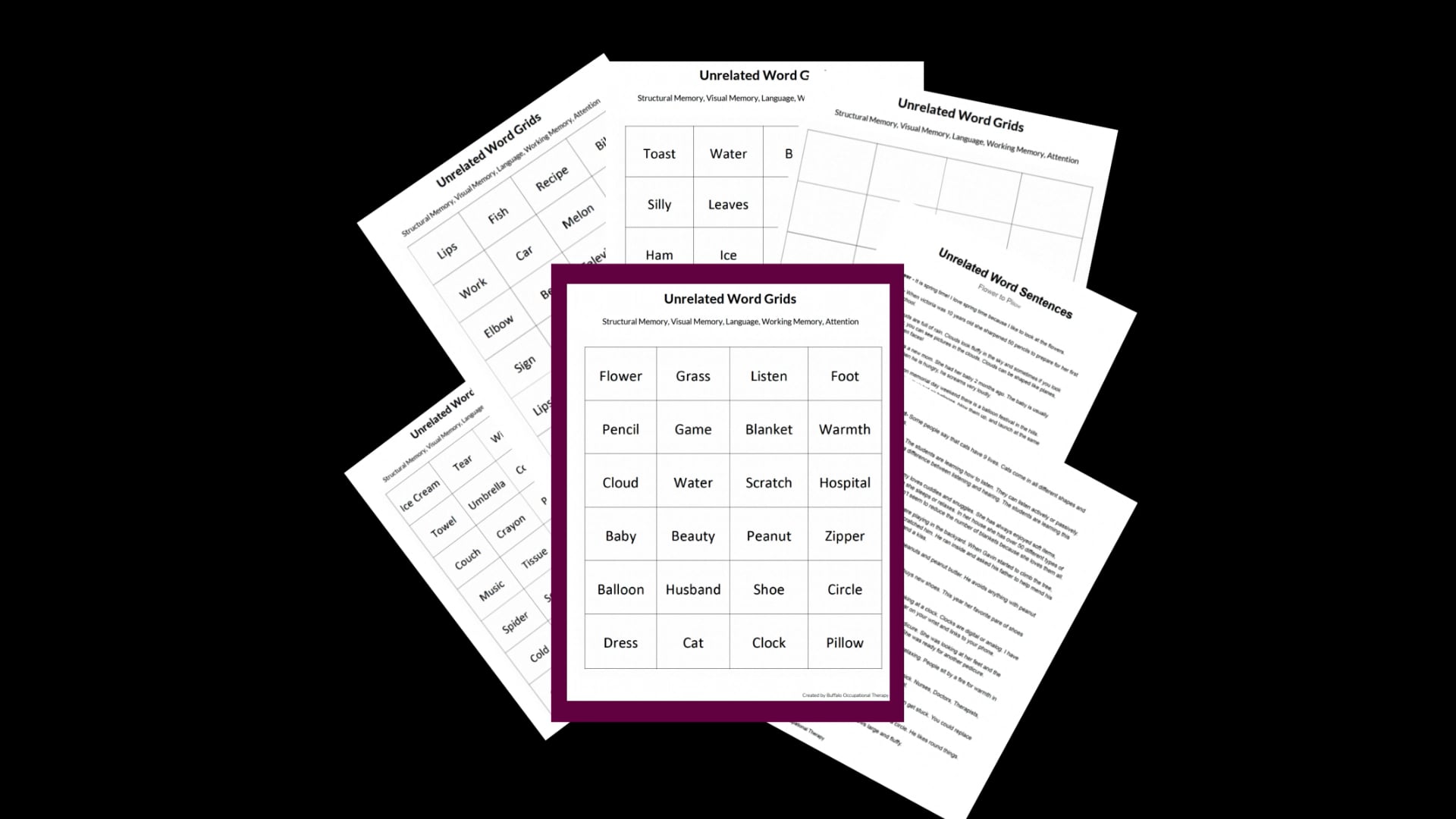 Unrelated Word Grids and Sentences on Vimeo