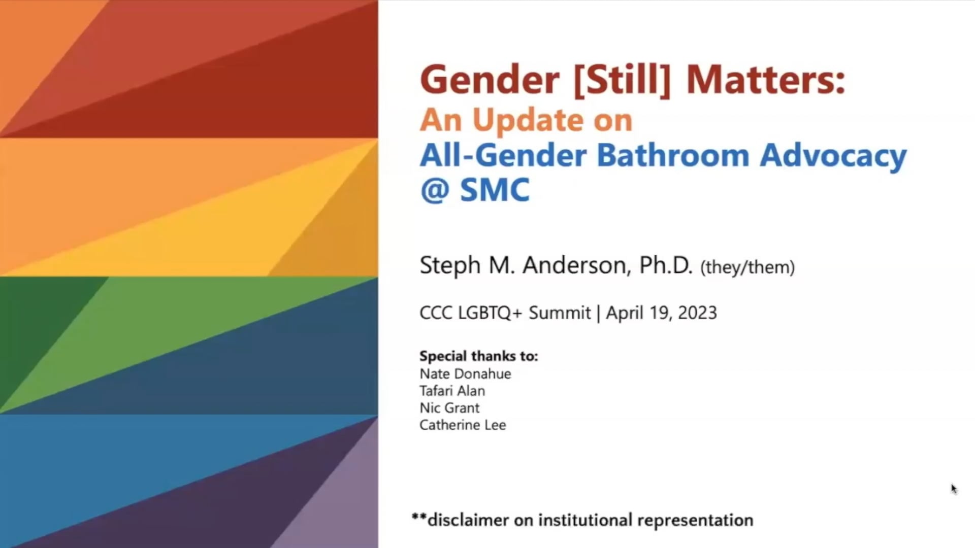 Gender [Still] Matters - An Update on All- Gender Bathroom Advocacy at ...