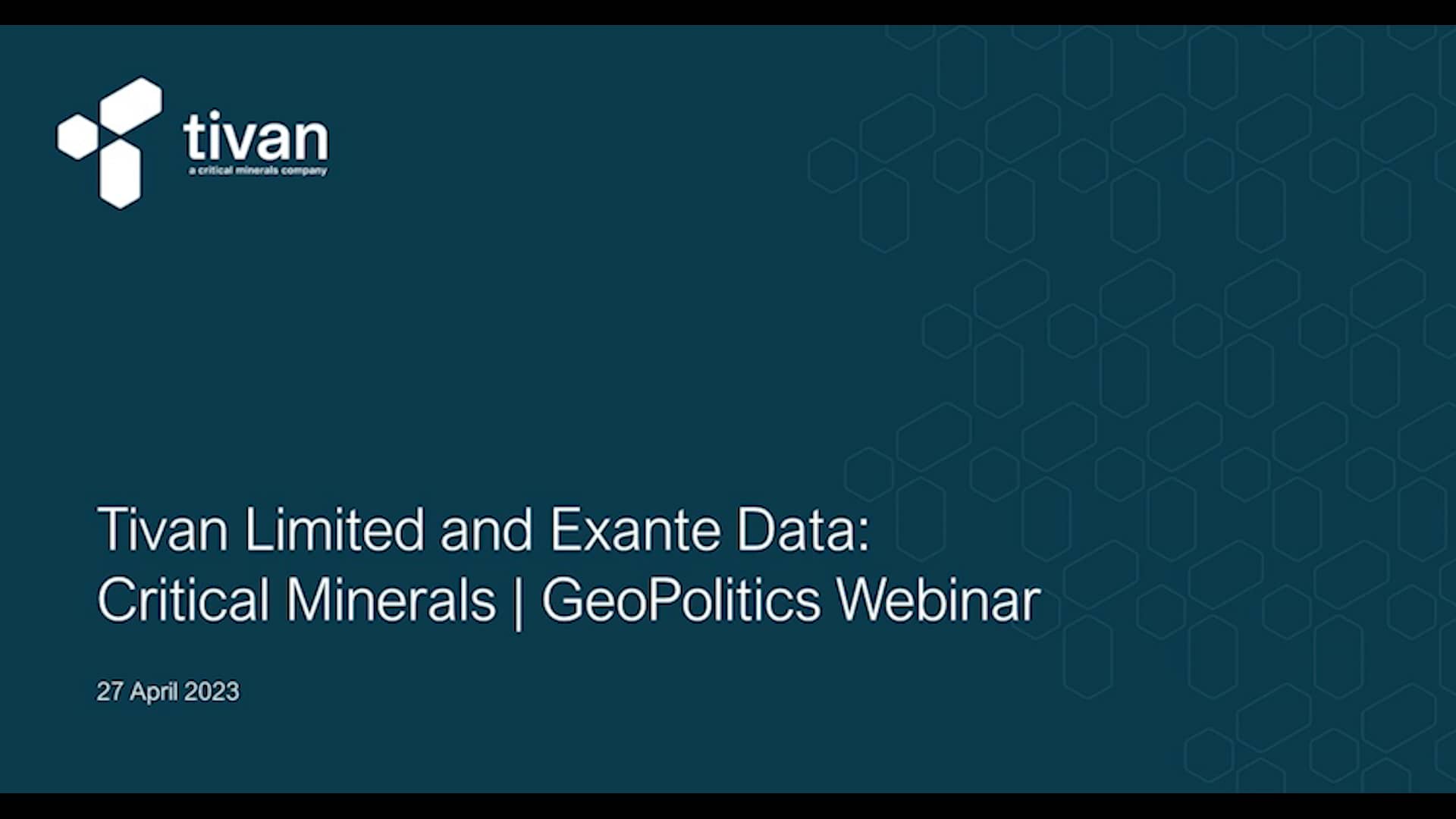 Tivan Ltd and Exante Data - Critical Minerals & GeoPolitics on Vimeo
