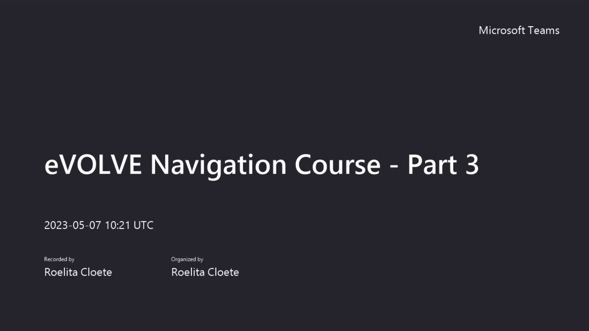 eVOLVE Navigation Course - Part 3