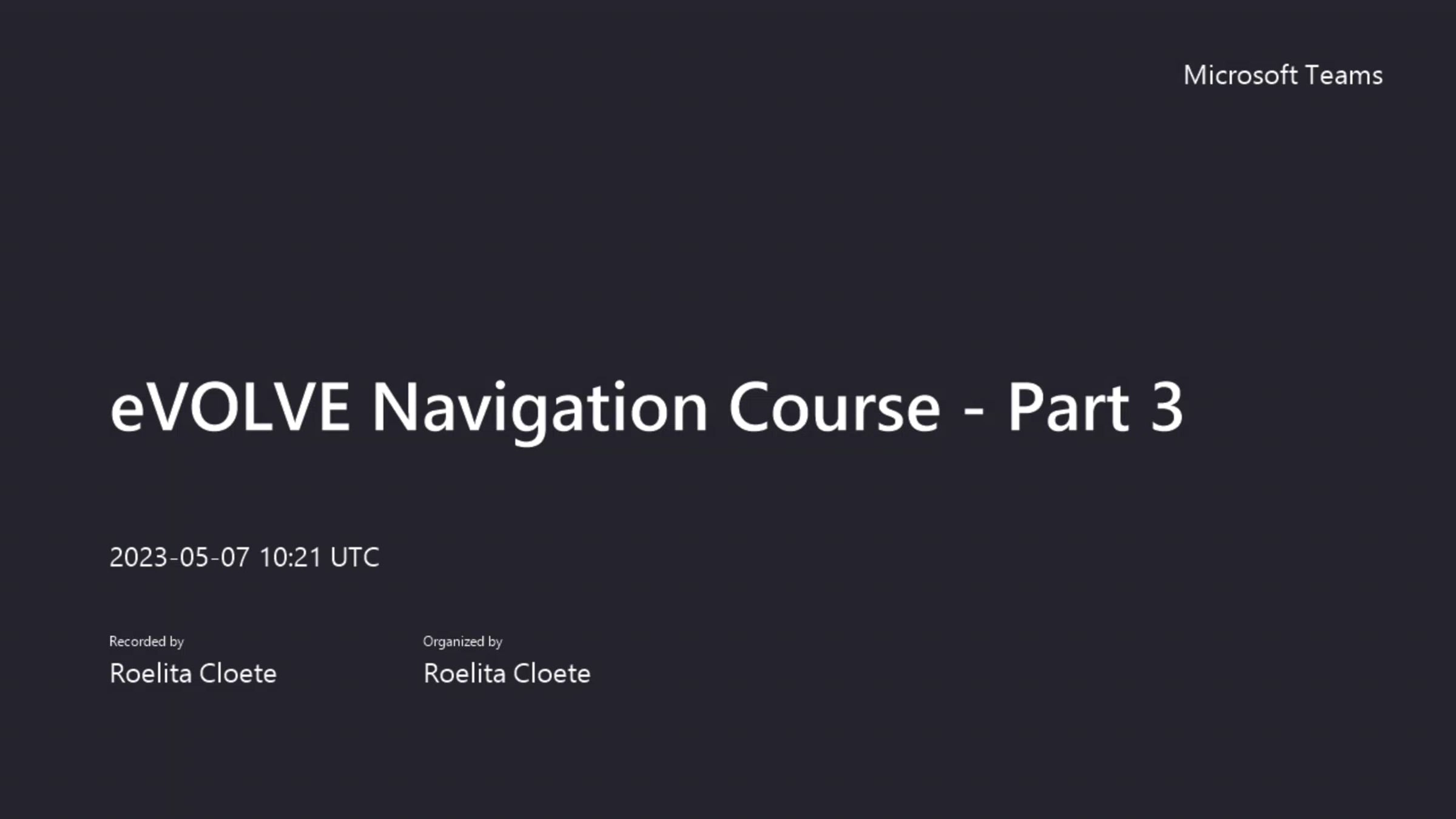 eVOLVE Navigation Course - Part 3