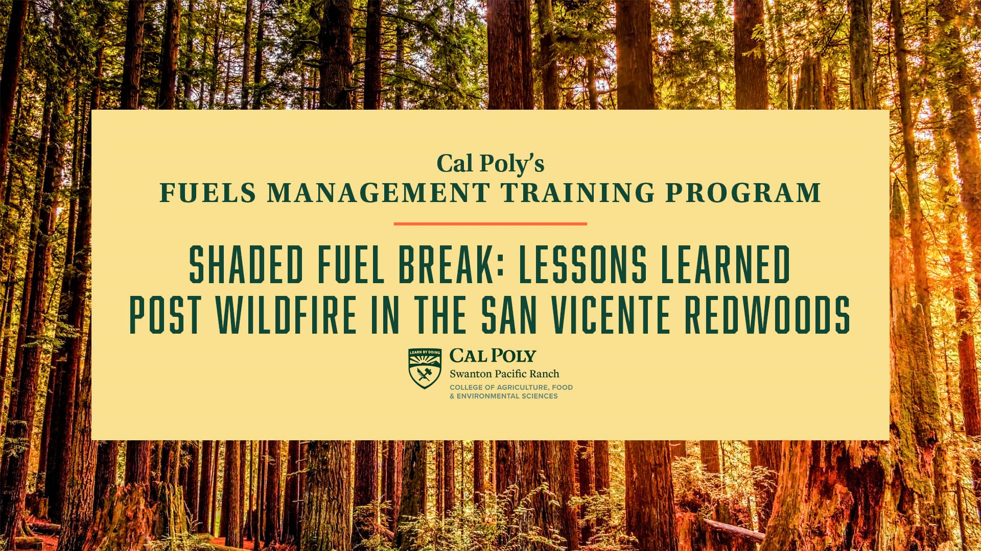 Shaded Fuel Break: Lessons Learned Post Wildfire in the San Vicente ...
